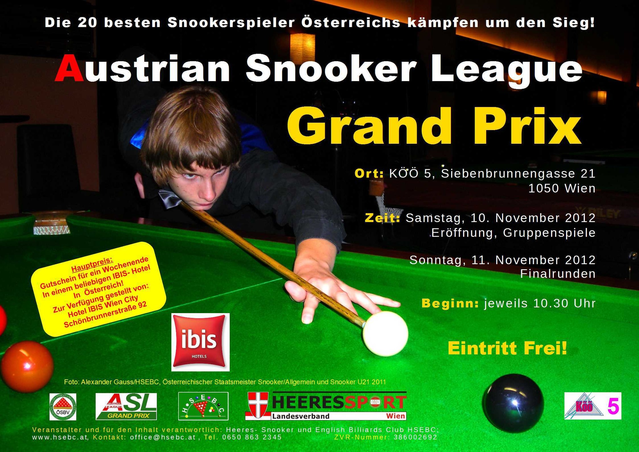 Snooker- Grand Prix am 10./11. November in Wien! - Margareten