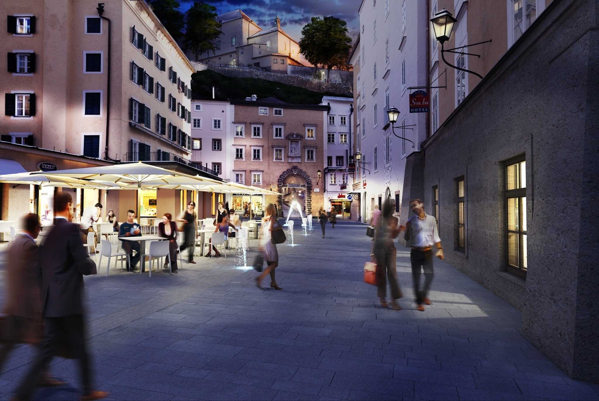 Erster Blick in die Linzergasse - Salzburg-Stadt