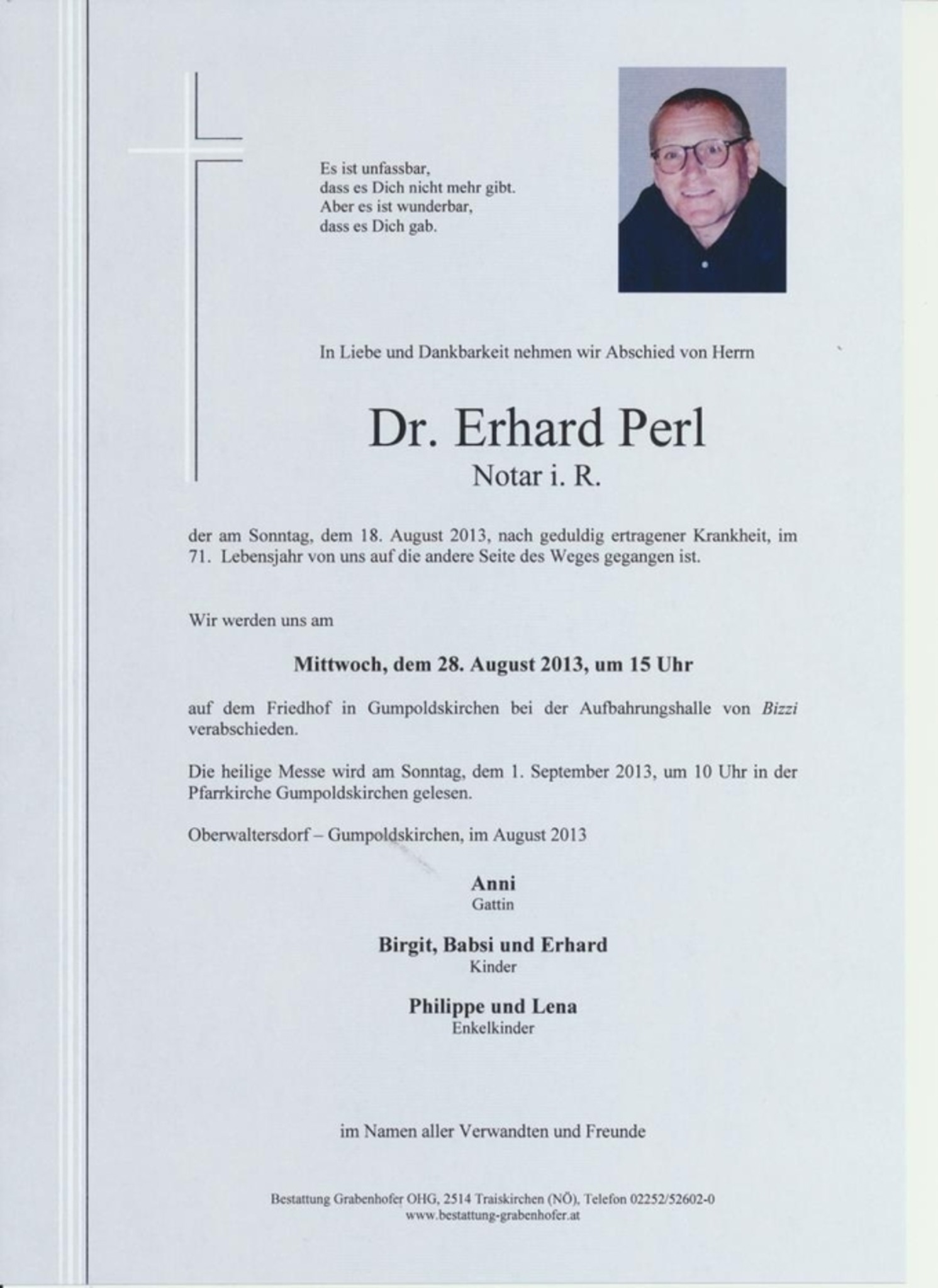 Notar i. R. Dr. Erhard Perl verstorben - Mödling