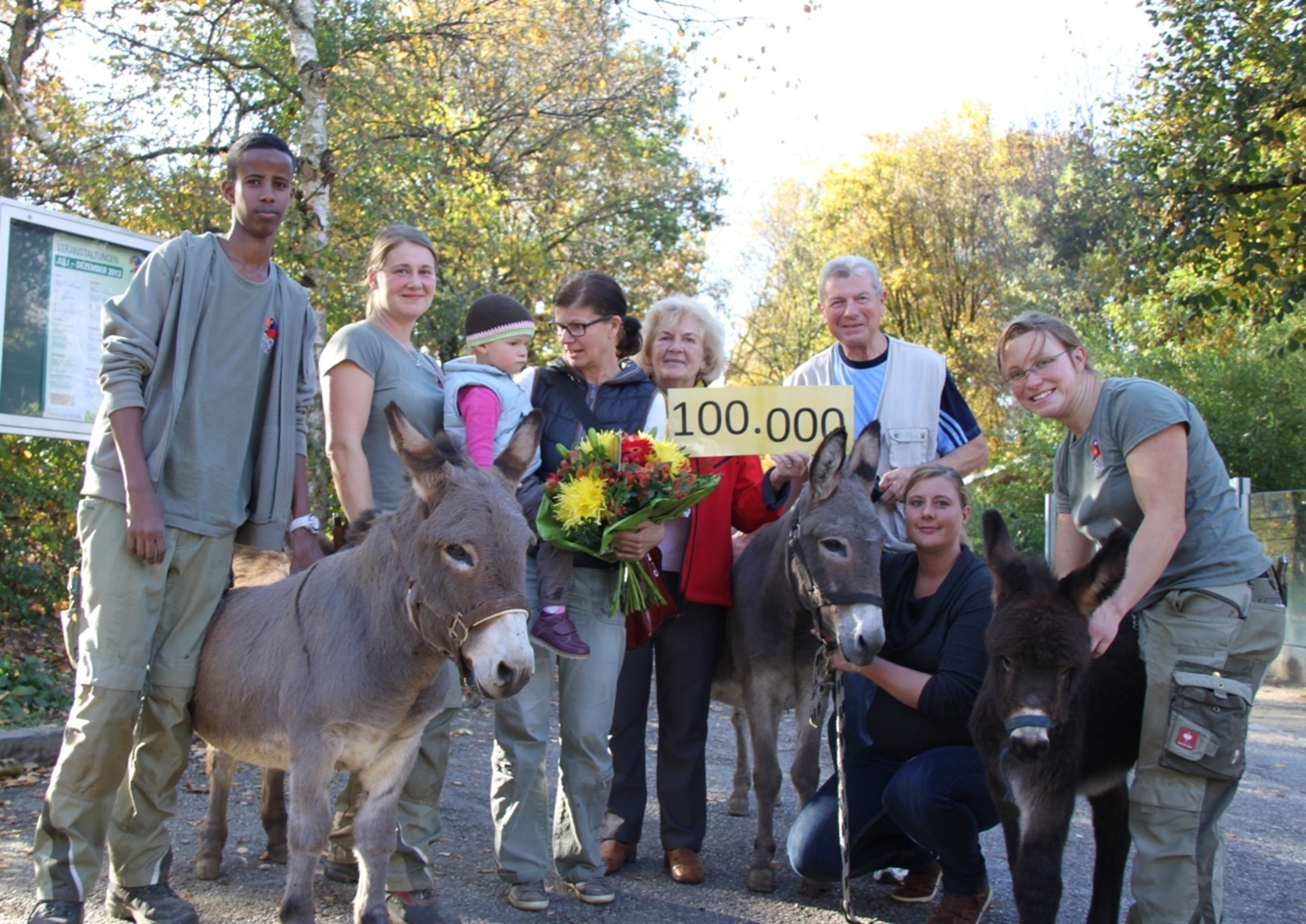 Esel begrüßen 100.000sten Besucher im Zoo - Linz