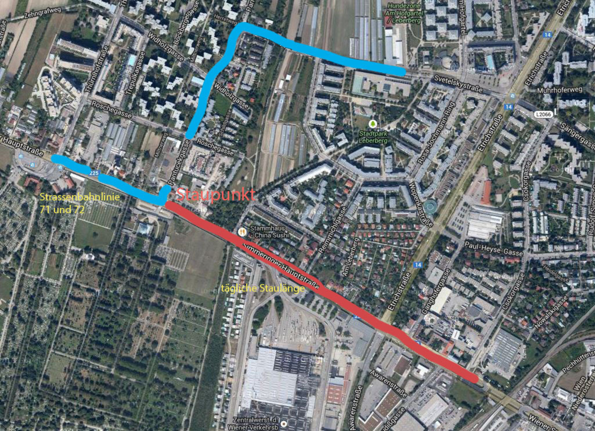 Situation Simmering – Ecke Simmeringer Hauptstraße und Pantucekgasse ...