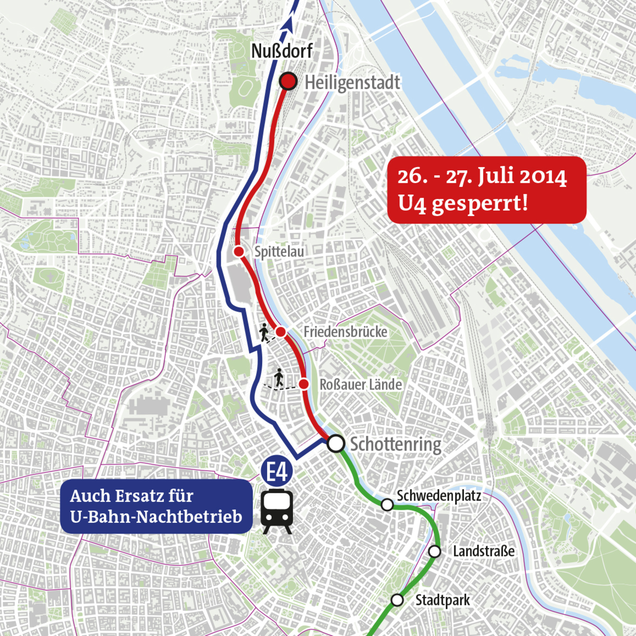 Linie U4 wird im Juli gesperrt - Alsergrund