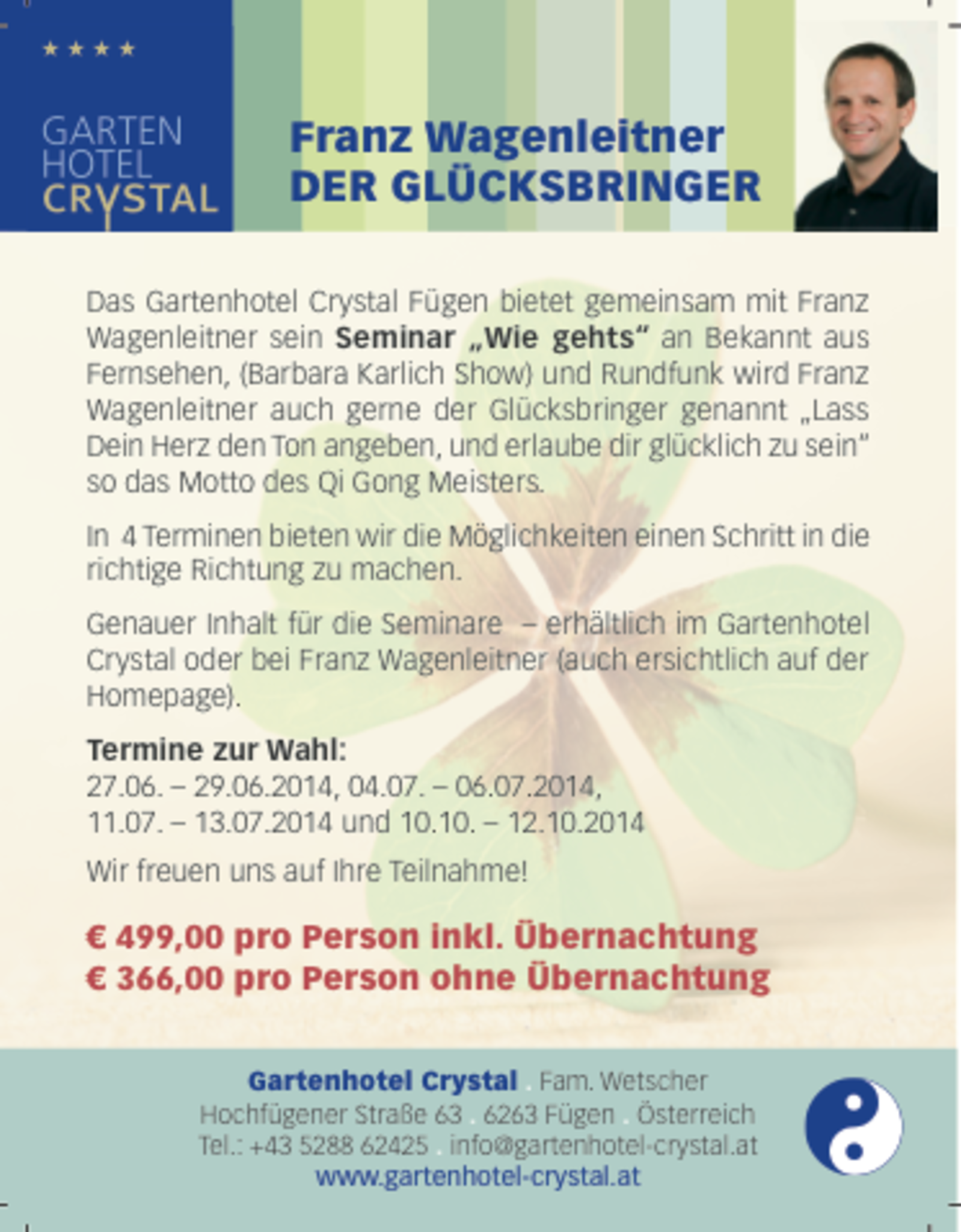 Seminar "Wie geht's" von Qi Gong Meister Franz Wagenleitner in Fügen im ...