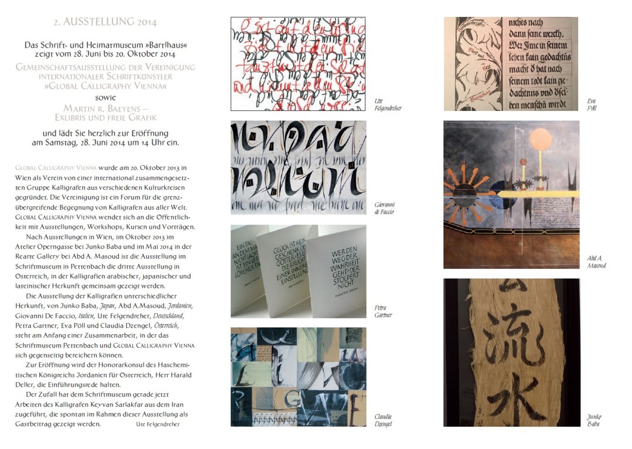 3. Gemeinschaftsausstellung der »Global Calligraphy Vienna« im ...