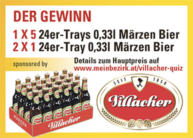 Quiz dich zum Gewinn - 7x ein 24er Tray von Villacher Bier - Feldkirchen