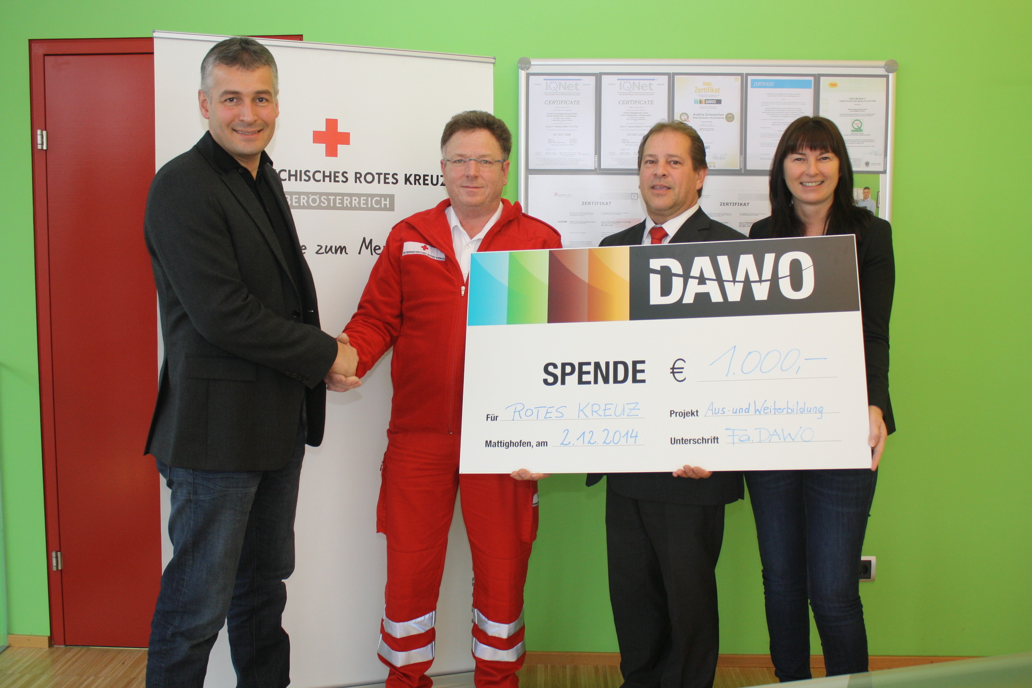 Rotes Kreuz Mattighofen - Großzügige Spende der Firma DAWO - Braunau