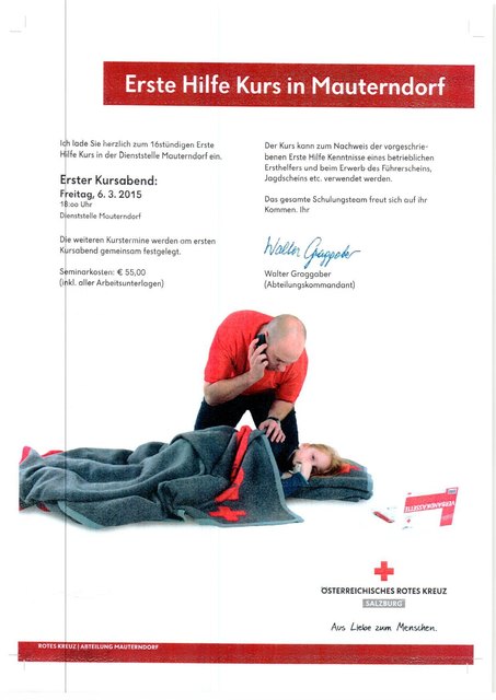 Erste Hilfe – Wer schnell, effizient hilft, hilft doppelt. - Lungau