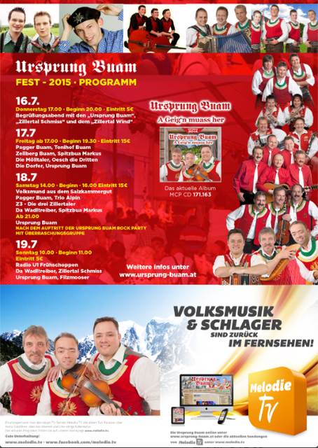Ursprung Buam Fest 2015 am Fr./Sa./So 17./18./19.Juli im Stumm im ...