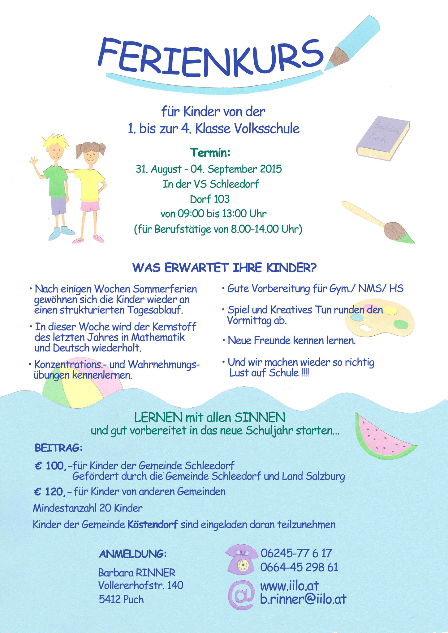 Ferienkurs in Schleedorf - Lernen mit allen Sinnen - Freie Plätze! - Flachgau