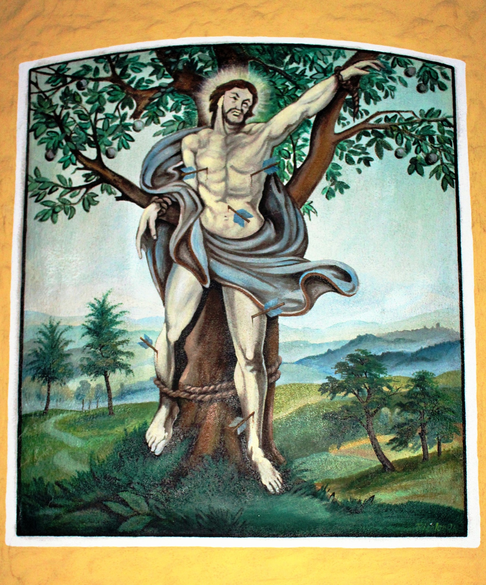 Heiliger Sebastian - Wandgemälde Mostheuriger Hansbauer - Amstetten