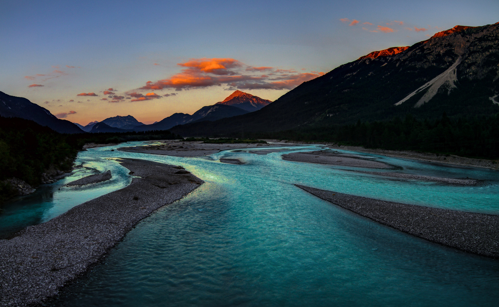 Abendstimmung am Lech bei Weissenbach - Reutte