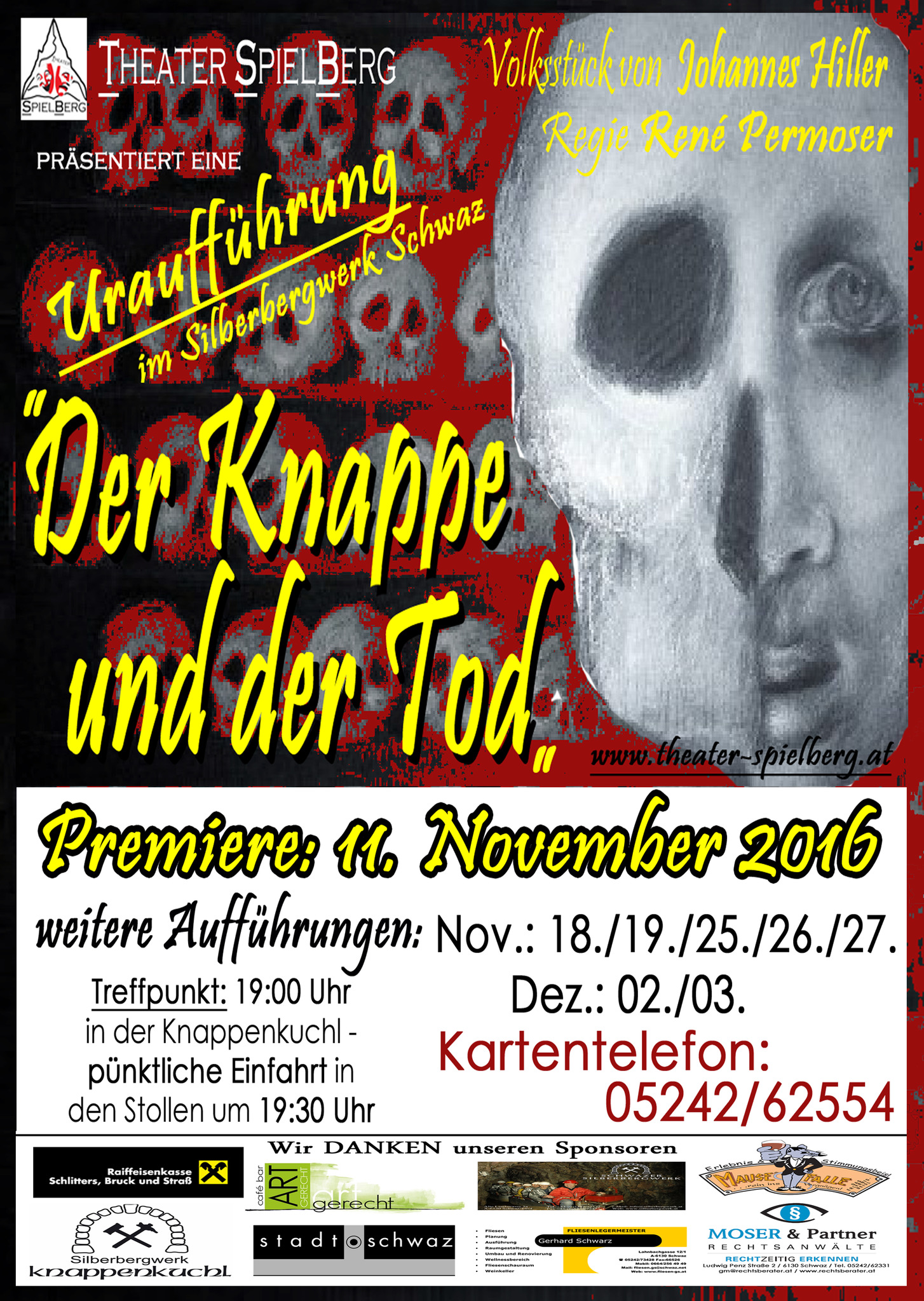 Uraufführung im Silberbergwerk "Der Knappe und der Tod" - Schwaz