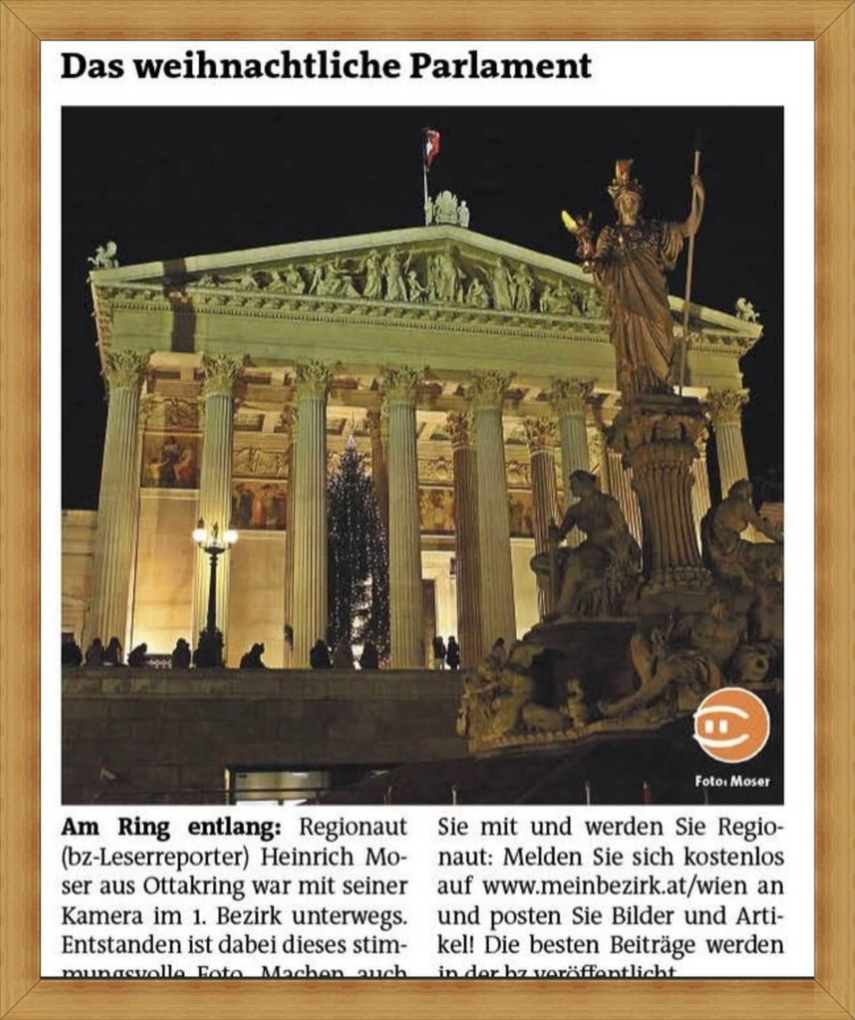 Ich bedanke mich für die Veröffentlichung in allen Wiener Ausgaben ...