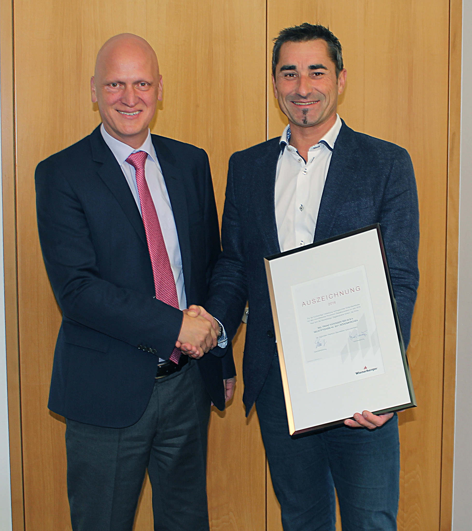 Kickinger als Premium-Baumeister ausgezeichnet - St. Pölten