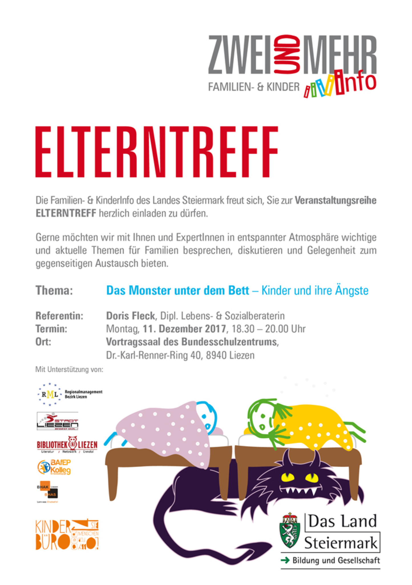ZWEI UND MEHR Elterntreff: „Das Monster unter dem Bett“ – Kinder und ...
