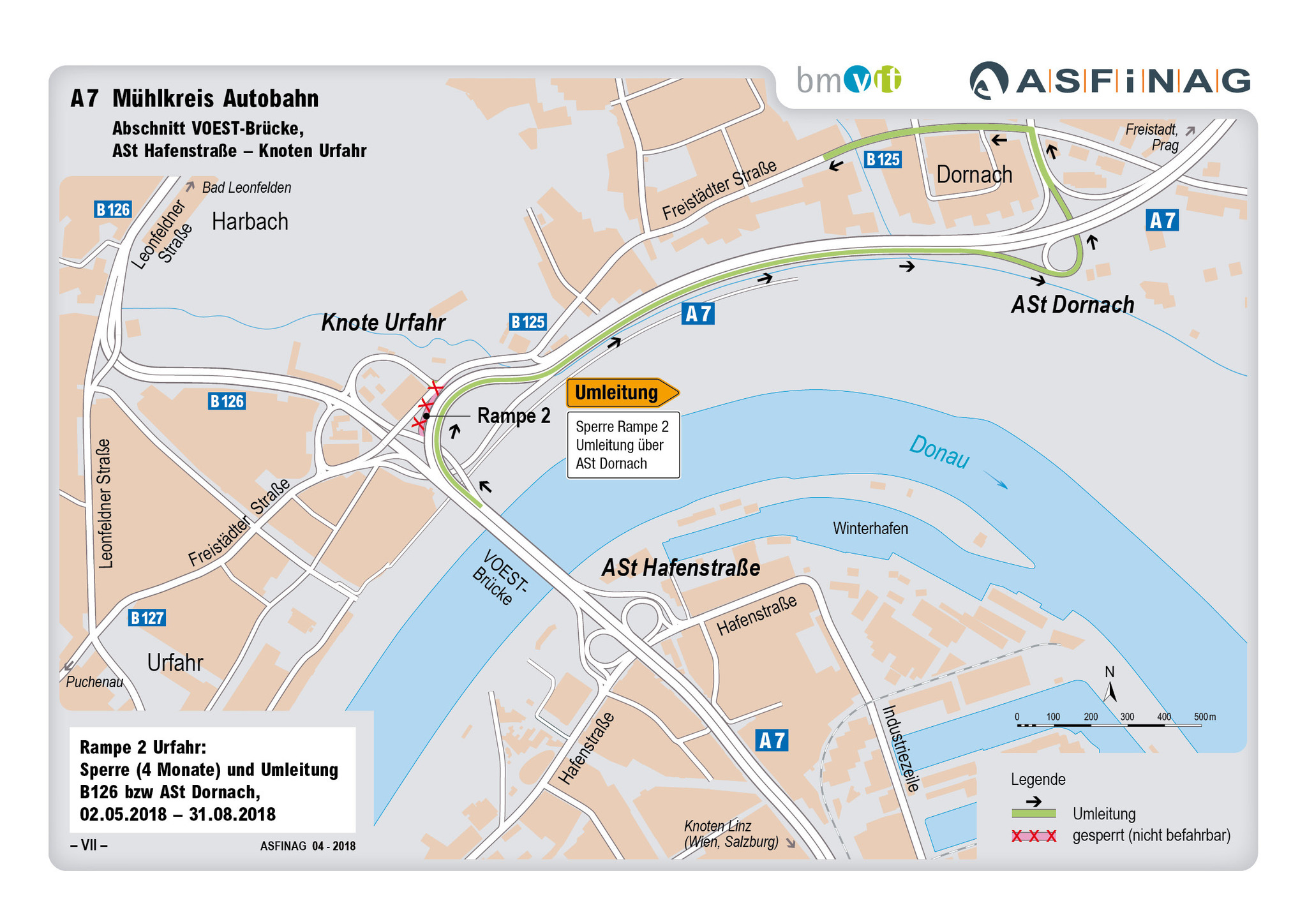 A7-Baustelle: Abfahrt Linz-Urfahr gesperrt - Linz
