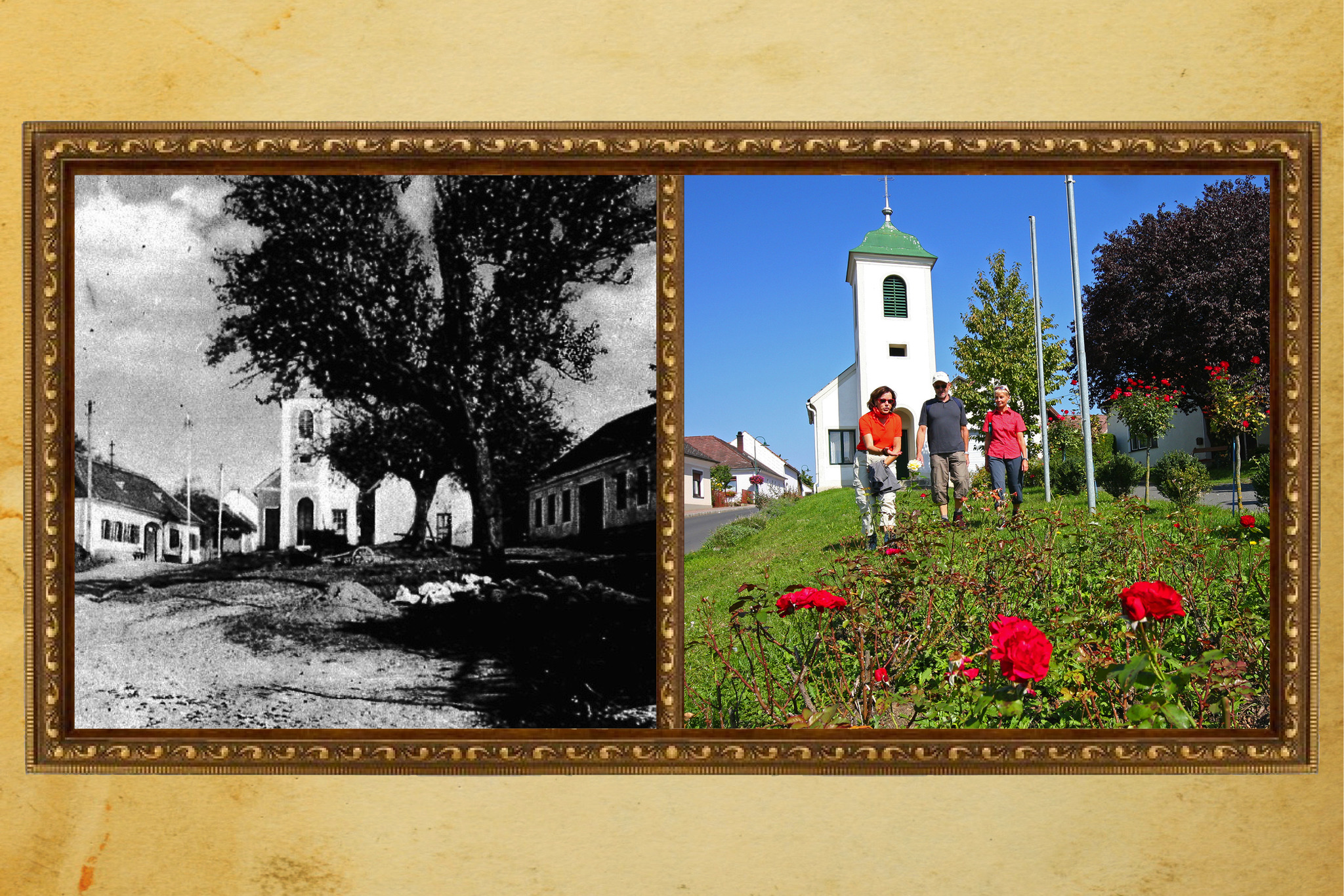 Einst und Jetzt: Dorfplatz Sulzriegel - Oberwart