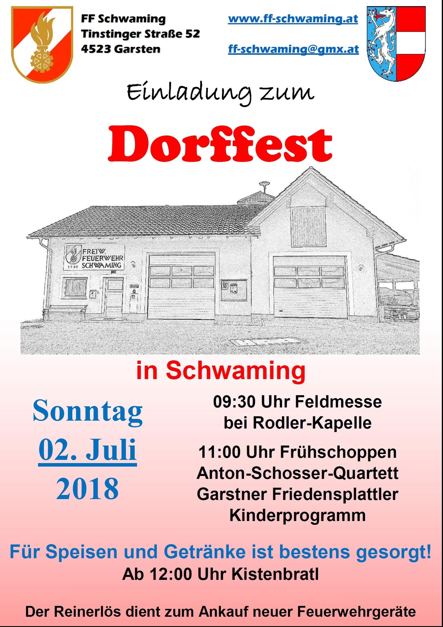 Florianis laden zum 39. Dorffest nach Schwaming - Steyr & Steyr Land