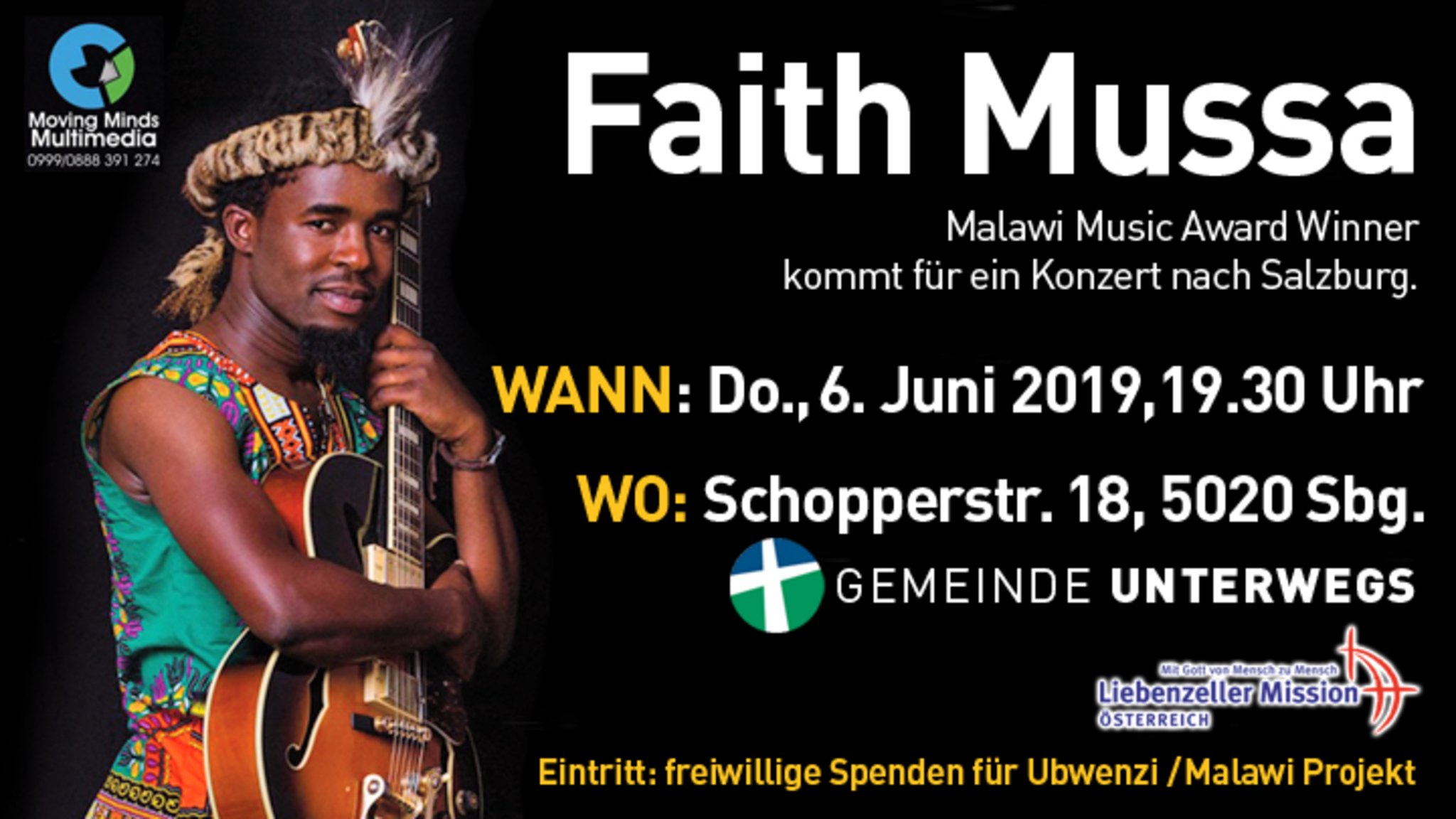Einzige elektronische 1-Mann-Band aus Malawi, Afrika in Salzburg: Faith ...