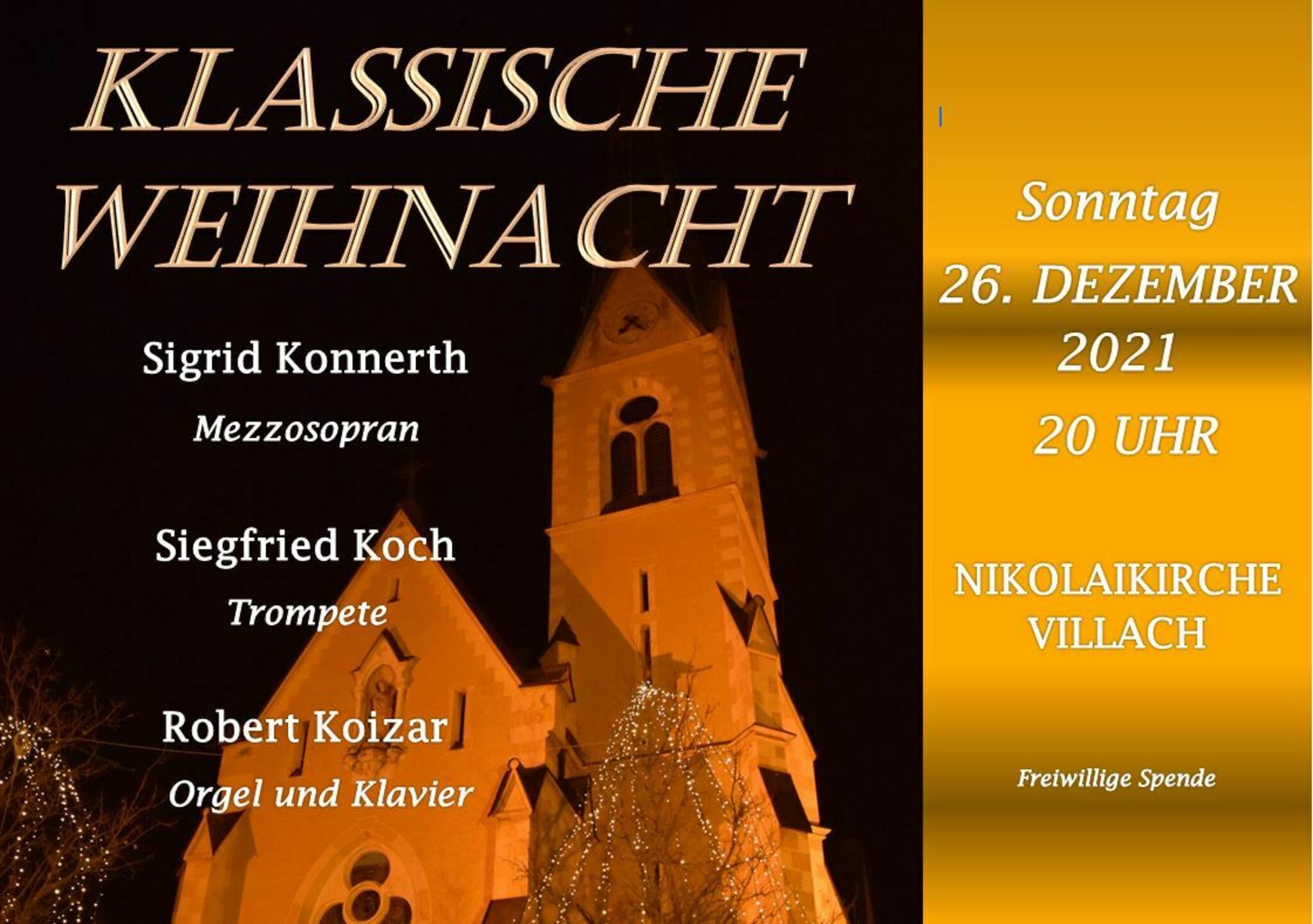 Weihnachtskonzert in der Nikolaikirche: Klassische Weihnacht 2021 - Villach
