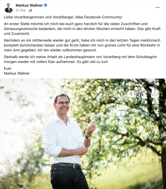 Erster Schultag und LH Wallner auch zurück: Markus Wallner kehrt ins ...