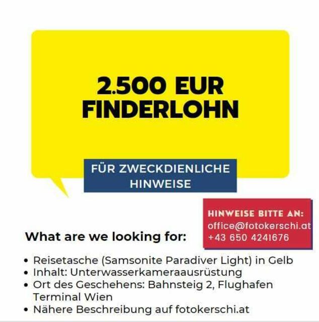 Hoher Finderlohn: Bis zu 2.500 Euro für zweckdienliche Hinweise ...