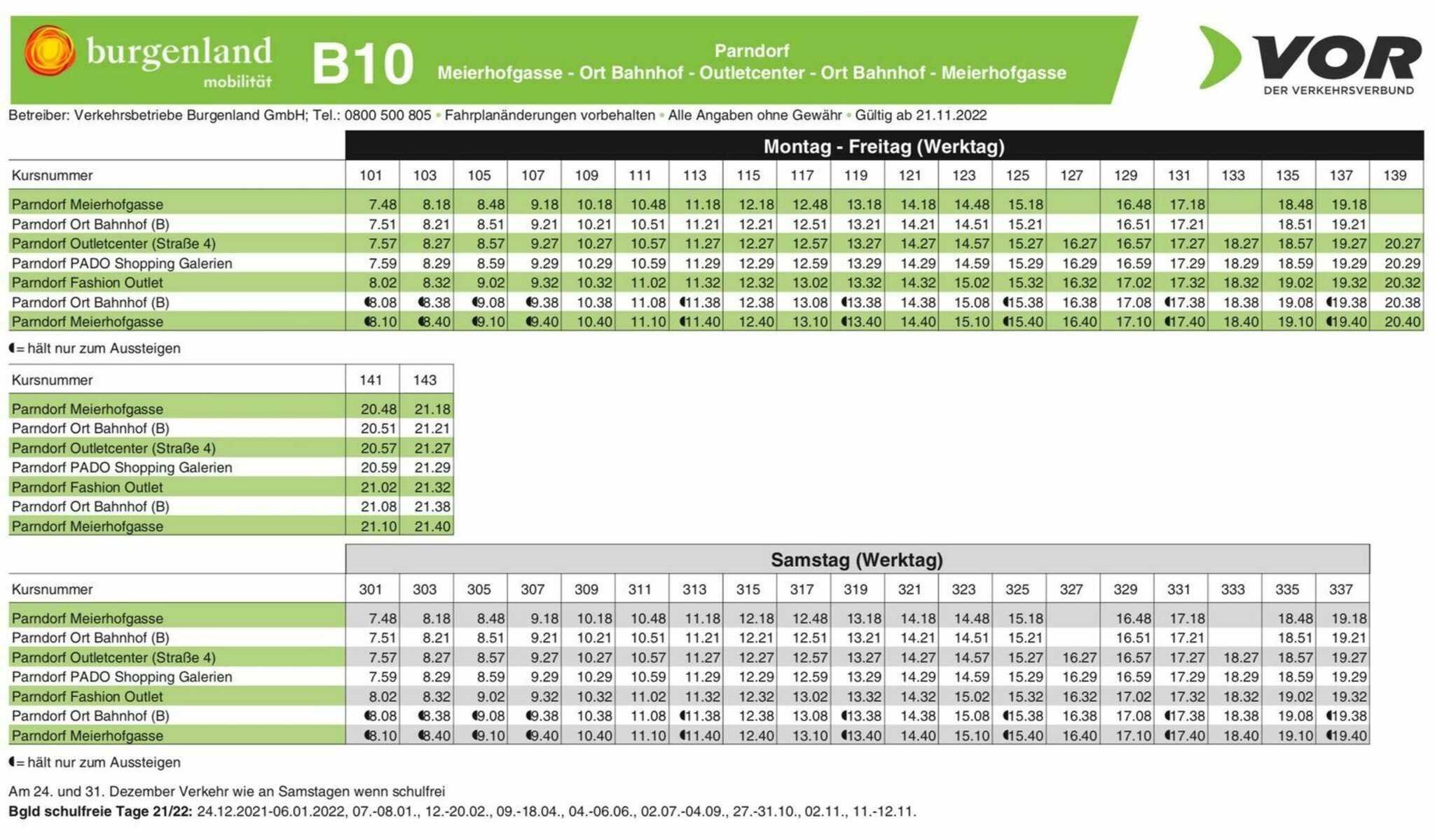 B10 wird eröffnet!: Bus ins Outlet Center - Neusiedl am See