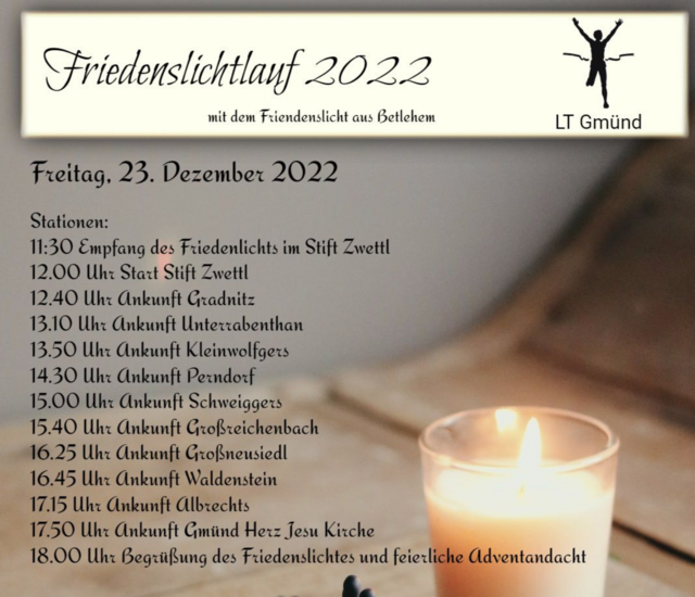 Start in Stift Zwettl: Läufer bringen Friedenslicht nach Gmünd - Gmünd