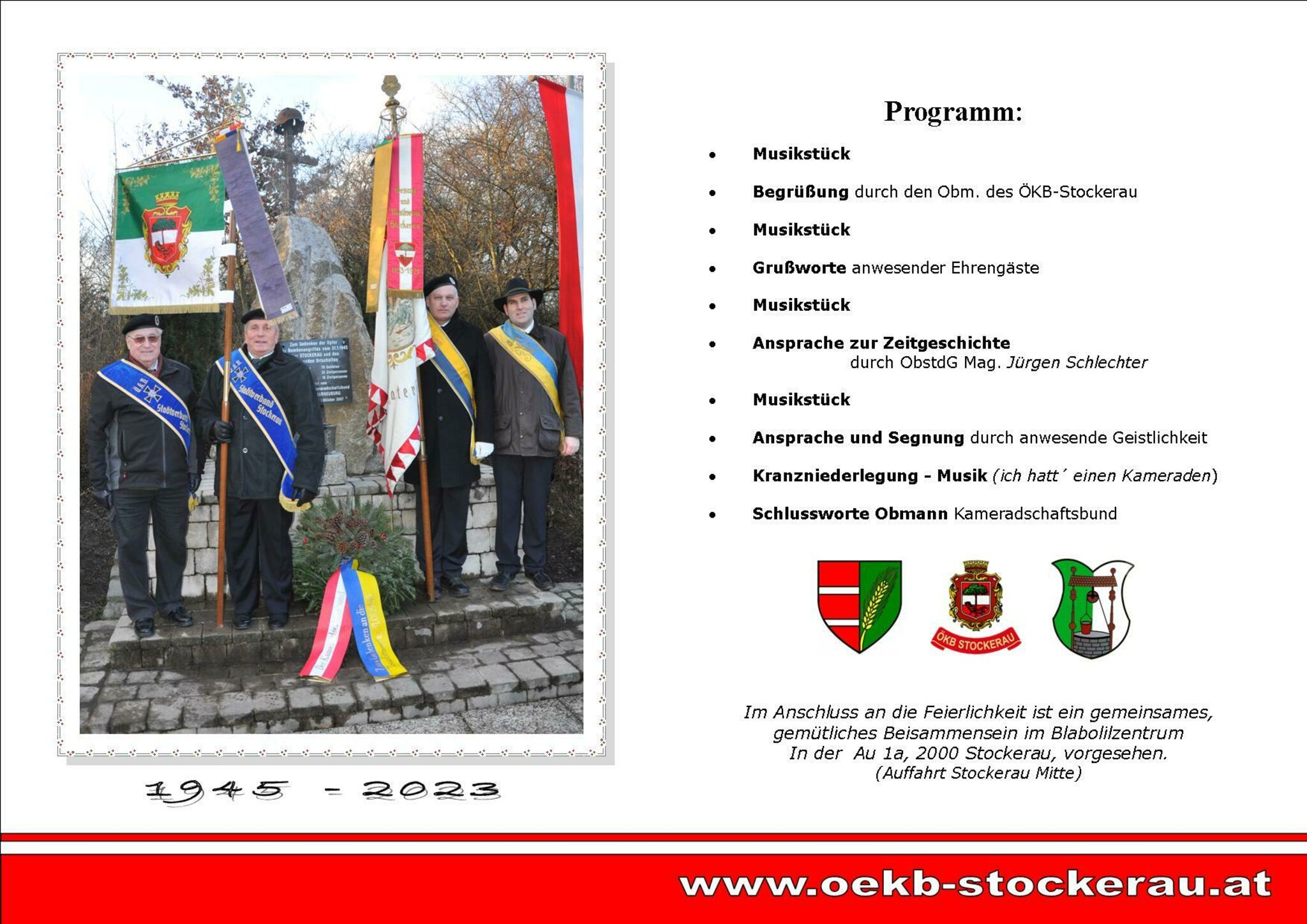 Gedenkfeier Senninger Lager: Der ÖKB-Stadtverband erinnert an ...