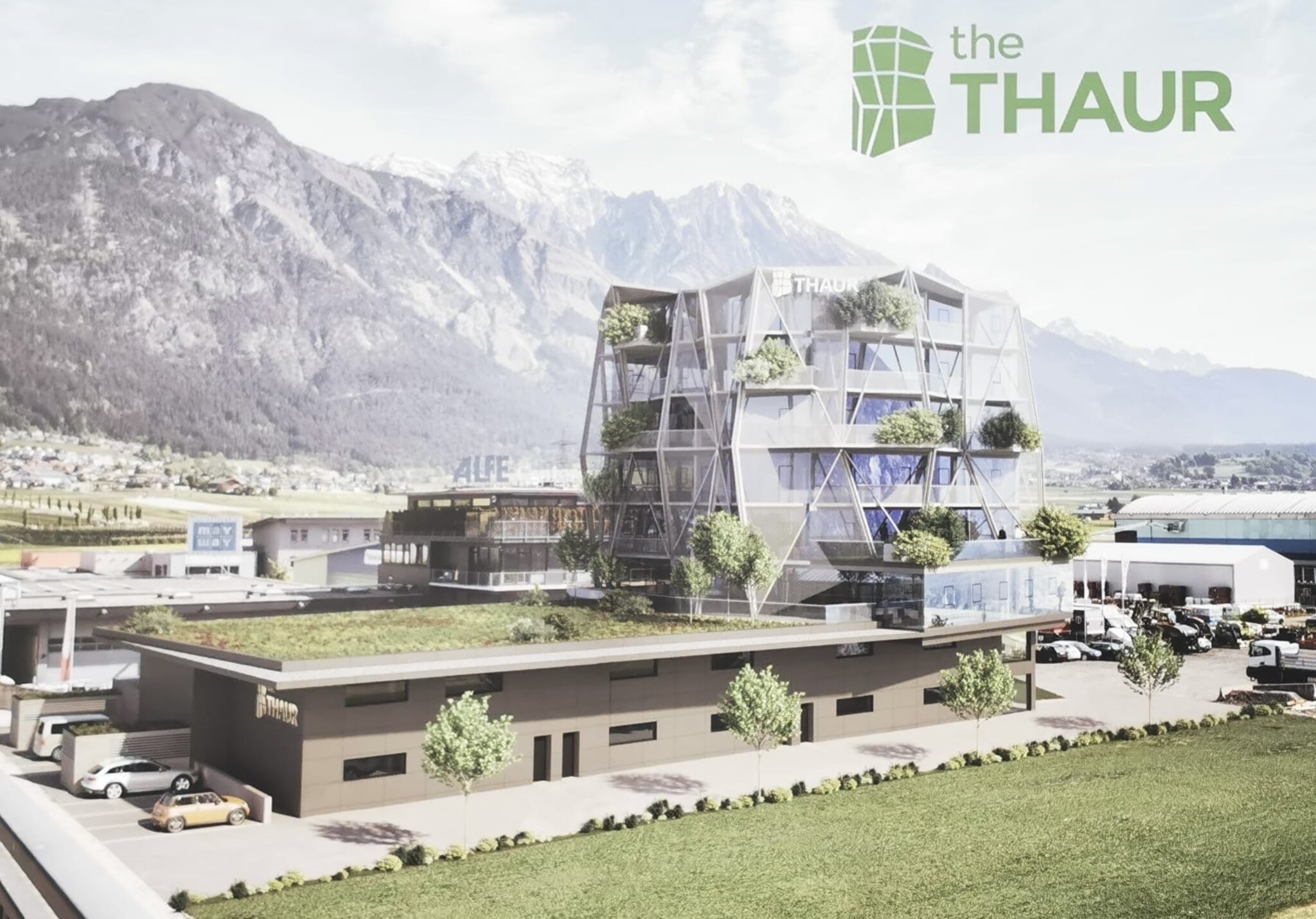 the Thaur: Spatenstich für siebenstöckigen Bürokomplex in Thaur - Hall-Rum