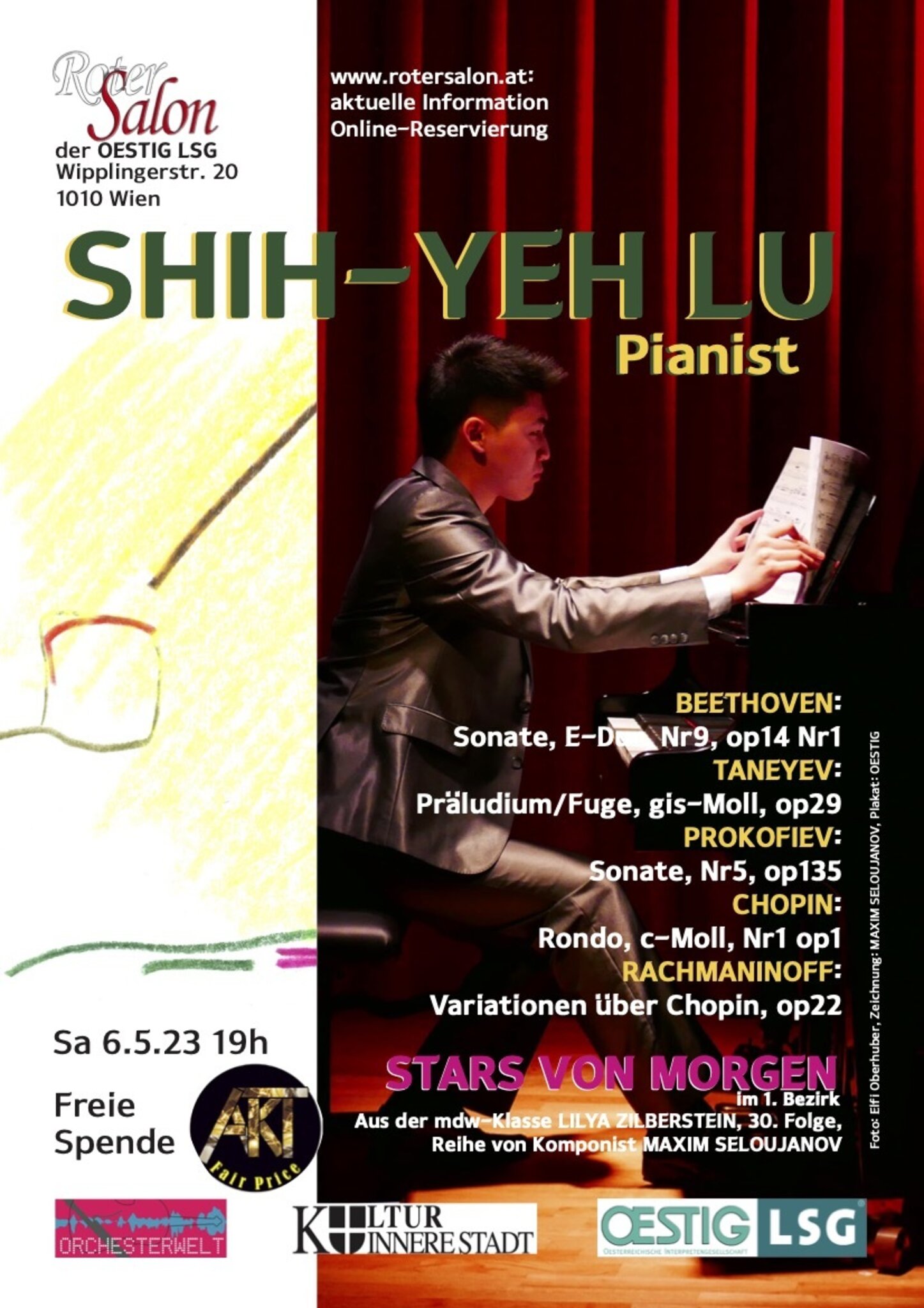 Klassik-Konzert 1. Bezirk, 6.5.23: Stars von Morgen: Pianist SHIH-YEH ...