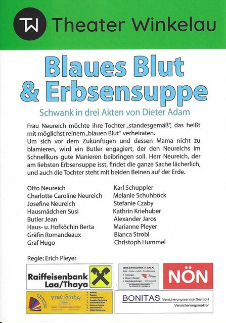 Theater Winkelau: Blaues Blut & Erbsensuppe - Mistelbach