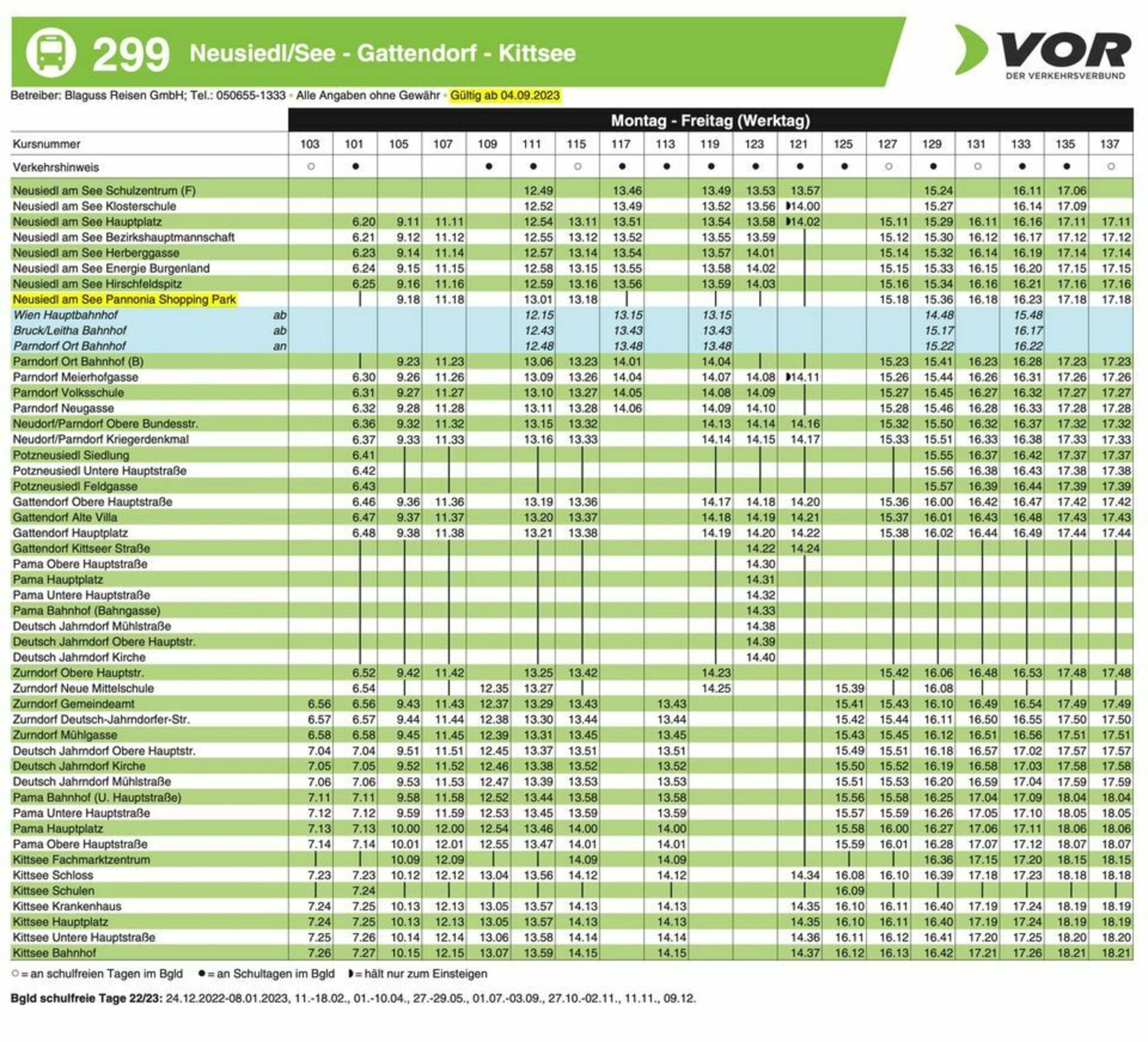 Verkehr: Fahrplanänderung ab Freitag, 4. September 2023/Strecken 298 ...