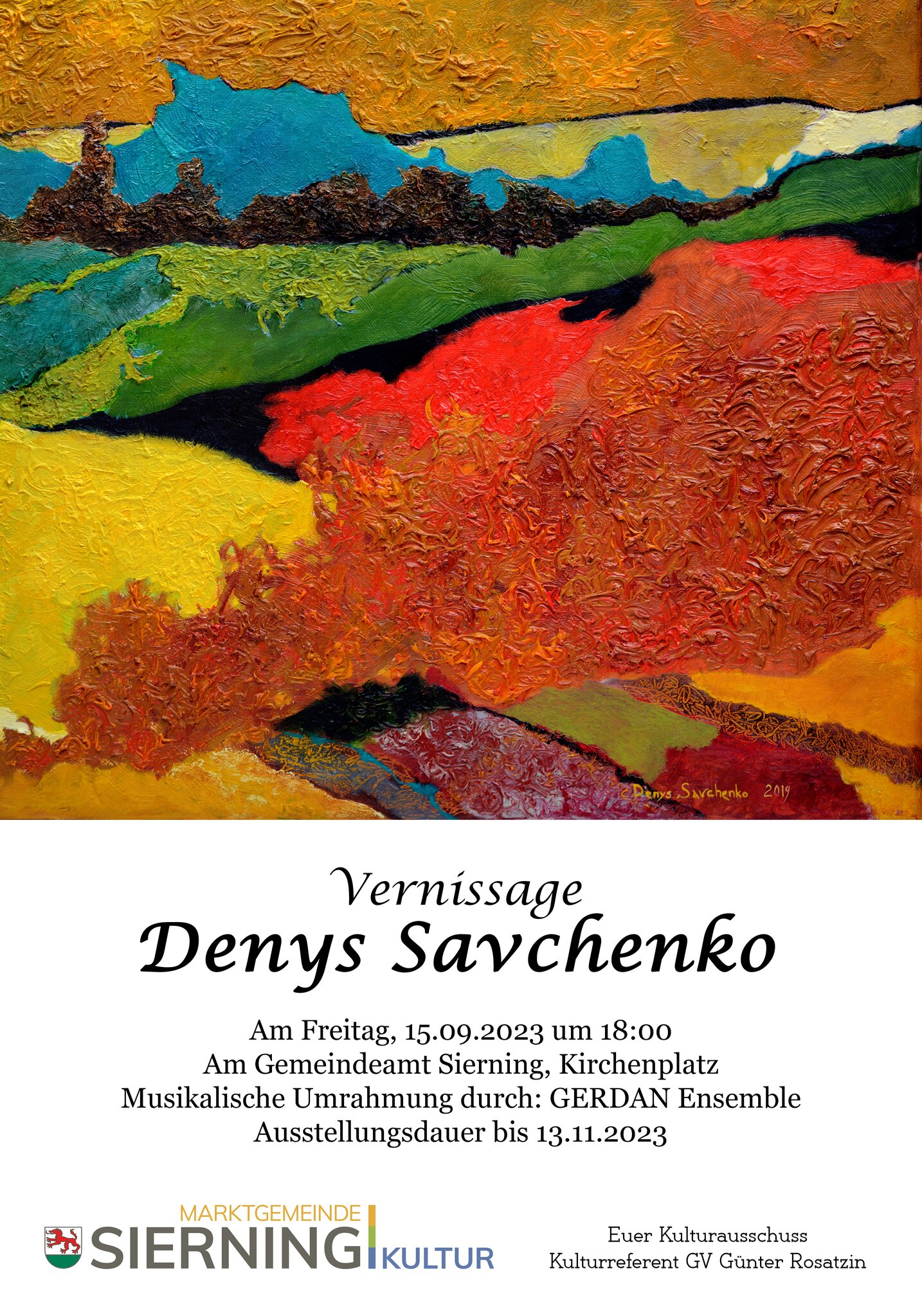 Vernissage Denys Savchenko 15. 09. 2023 um 18 Uhr: Freitag 15. 09. 2023 ...