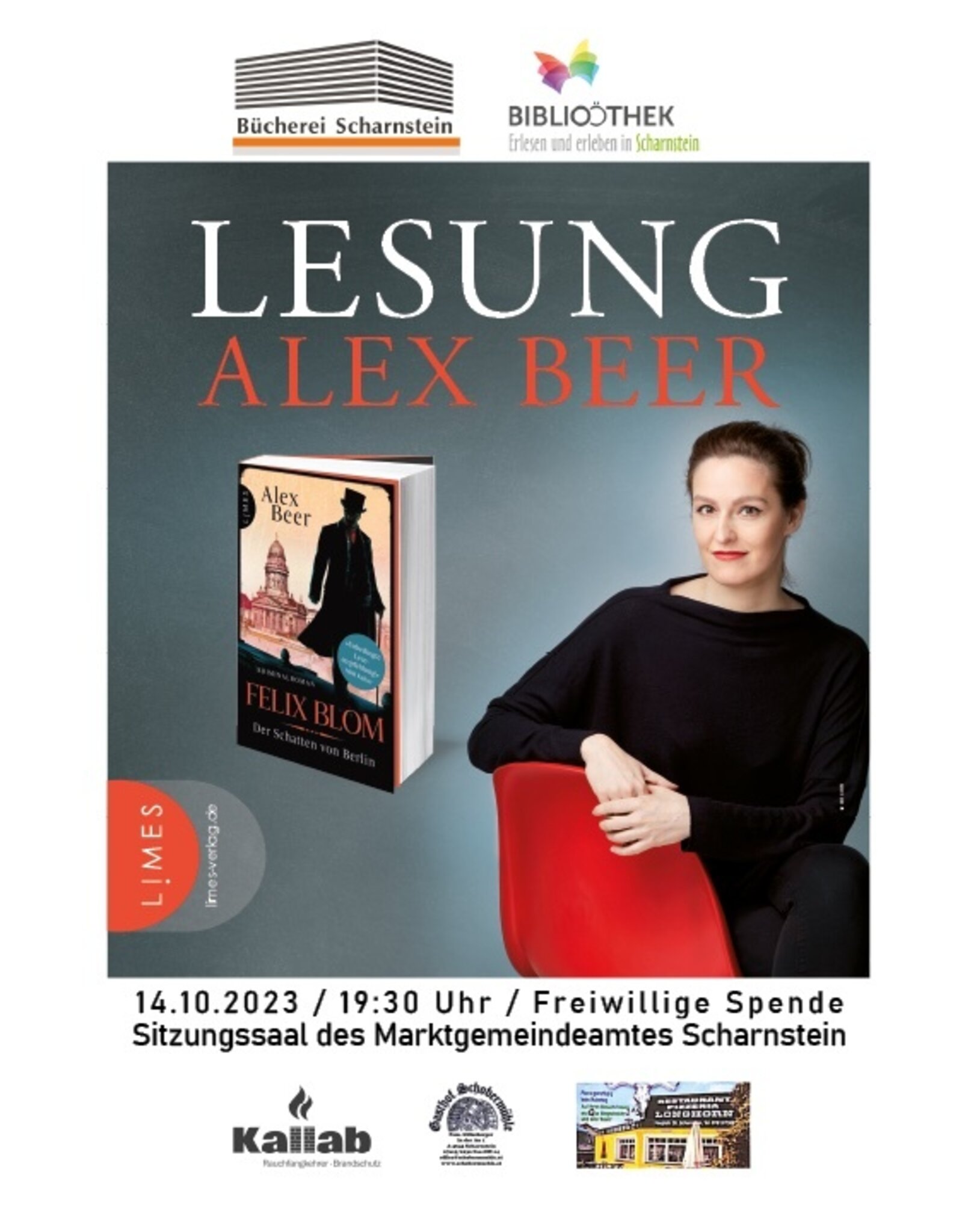 Bücherei Scharnstein: Alex Beer liest am 14. Oktober aus ihrem neuen ...