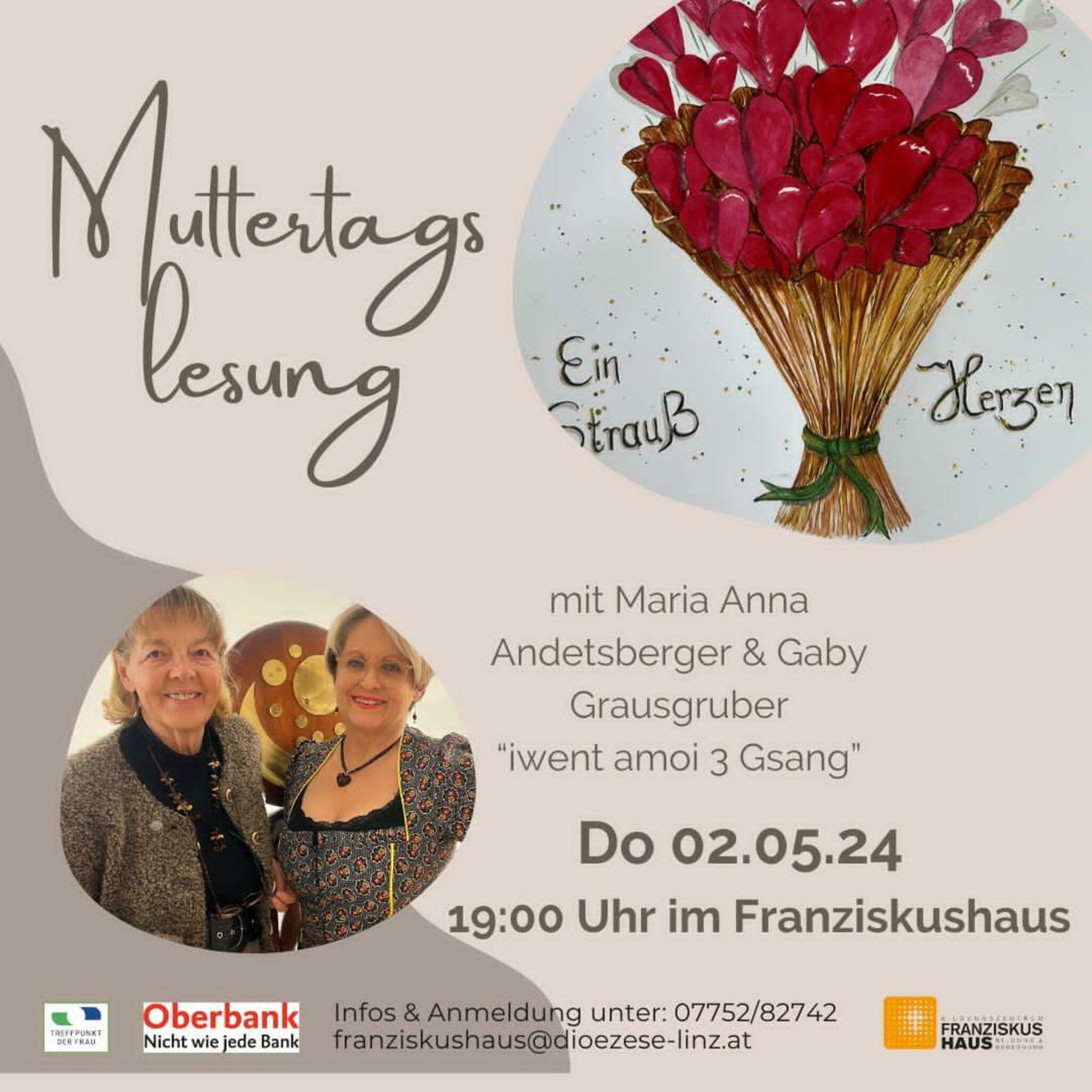 Ein Strauß Herzen zum Muttertag: Muttertags Lesung im Franziskushaus Ried - Ried