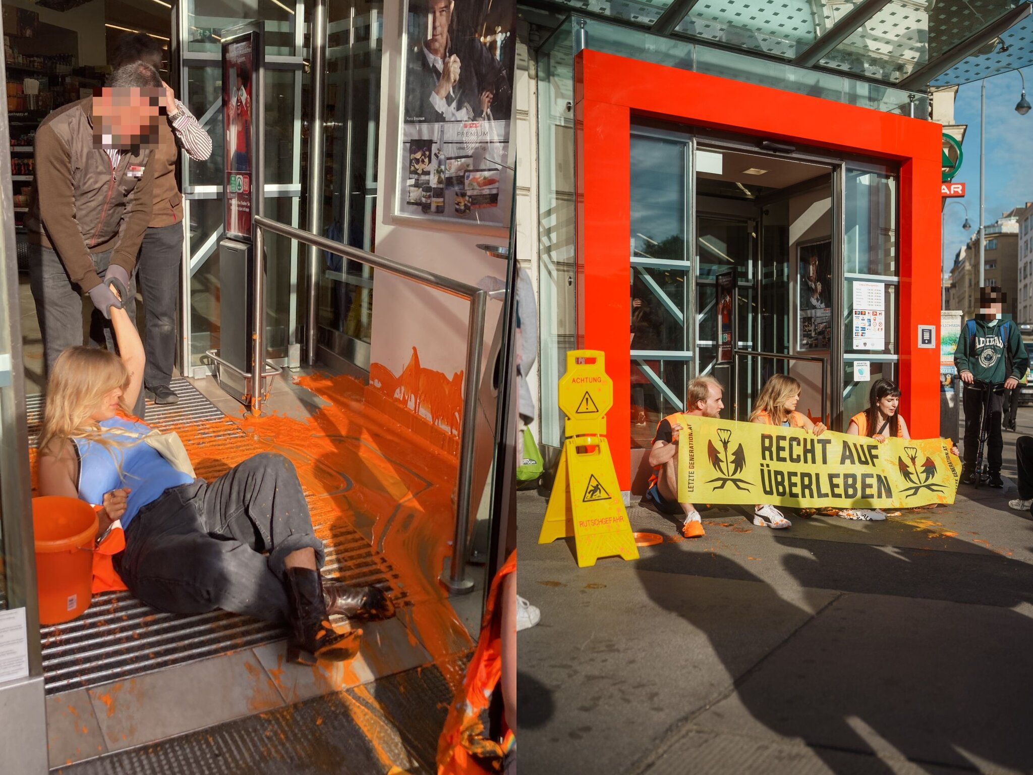 Drei Festnahmen: Klimaaktivisten verschütten Farbe vor Wiener ...