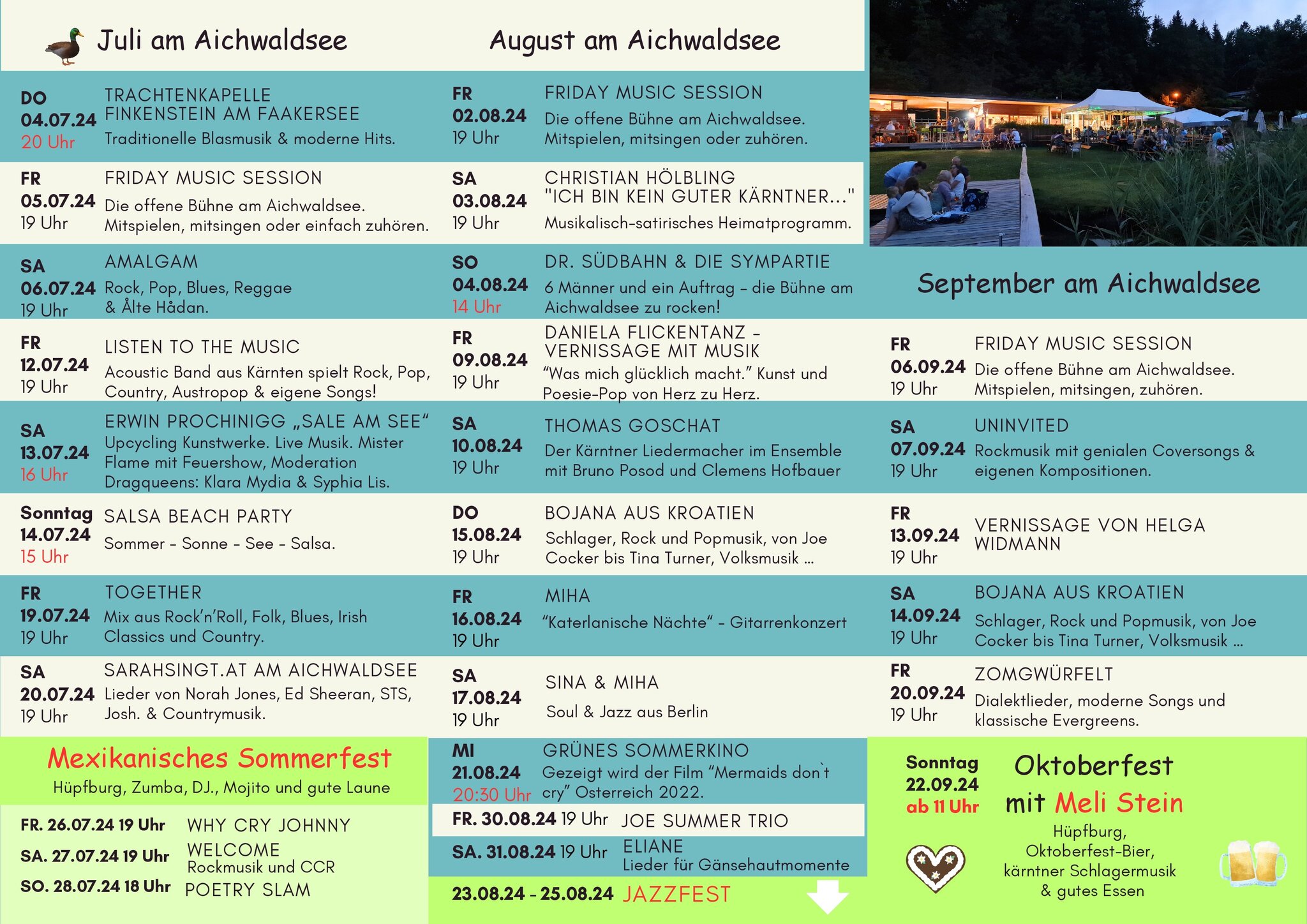 Kulturprogramm im Sommer: Highlights am Aichwaldsee - Villach Land