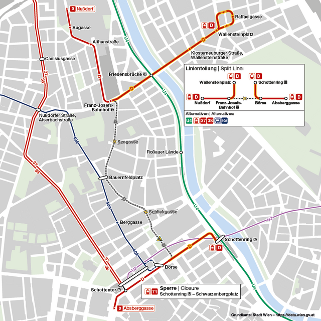 Wien: Linie D wird bis Mitte November zweigeteilt, Linie 71 verkürzt - Wien