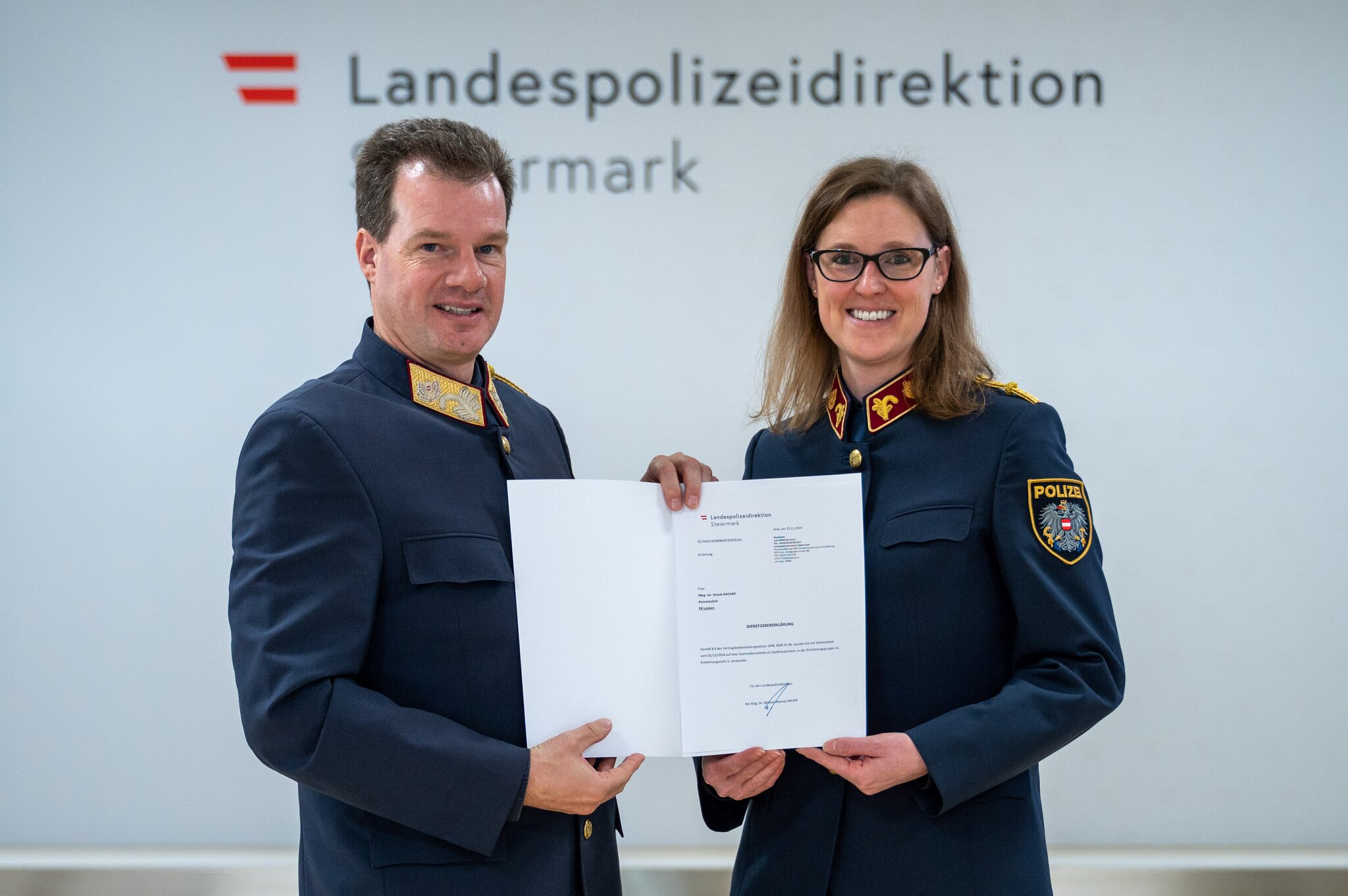Polizei Leoben: Ursula Bacher und Sebastian Hammer in neuen Funktionen ...