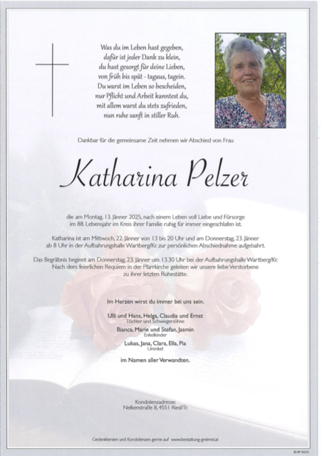 Sterbefälle im Jänner 2025: Trauer- und Todesanzeigen aus dem Bezirk ...