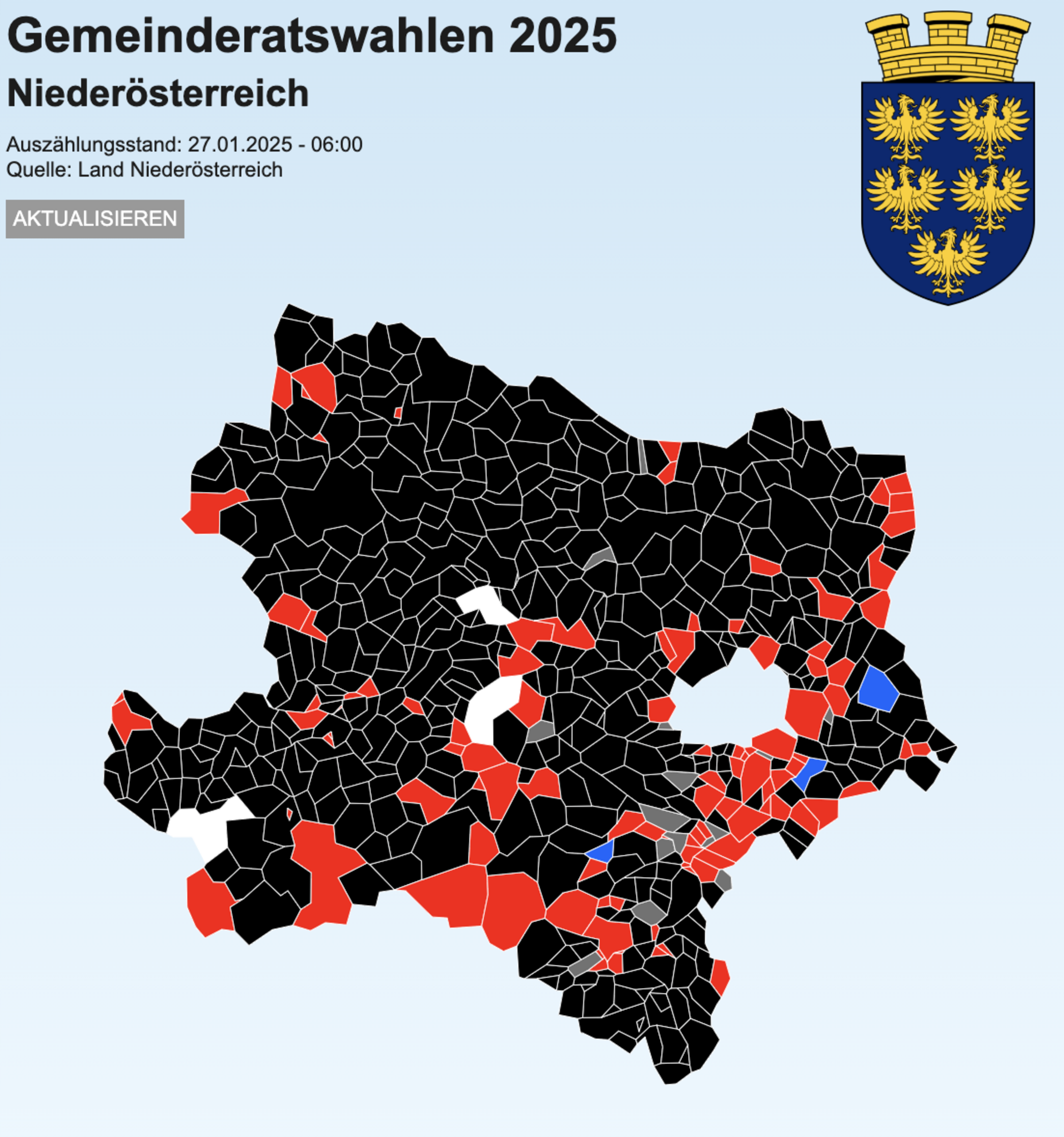 Gemeinderatswahl 2025: ÖVP mit blauem Auge, Plus für FPÖ - Niederösterreich
