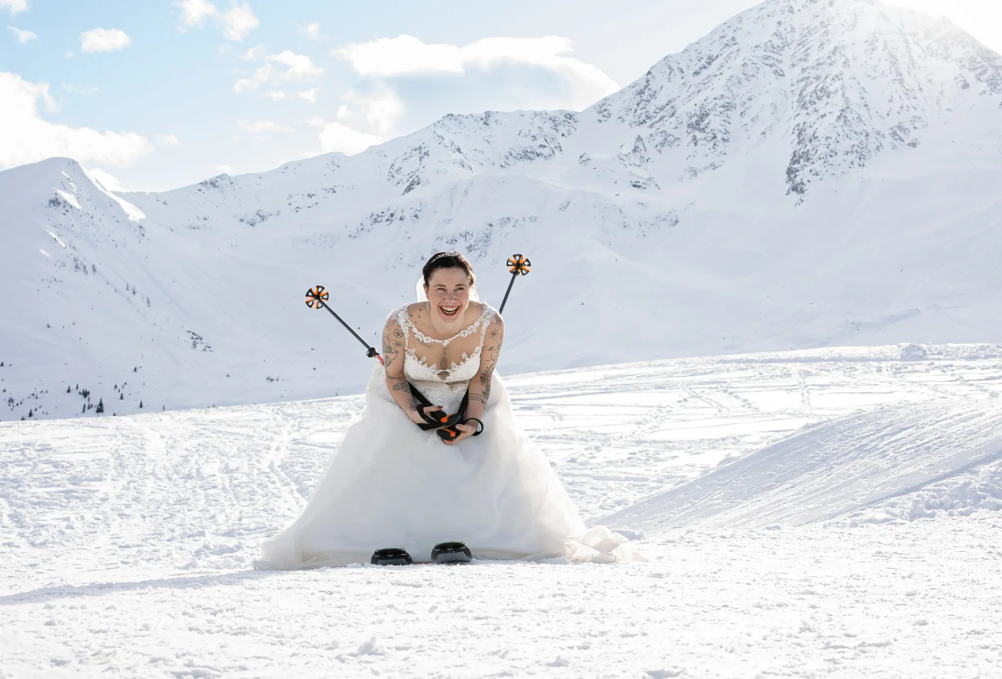 After-Wedding-Shooting: Eine Braut, die sich auf die Piste traut ...