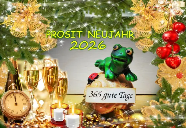 Zum Jahreswechsel 2025 / 2026: Prosit Neujahr 2026 - Baden