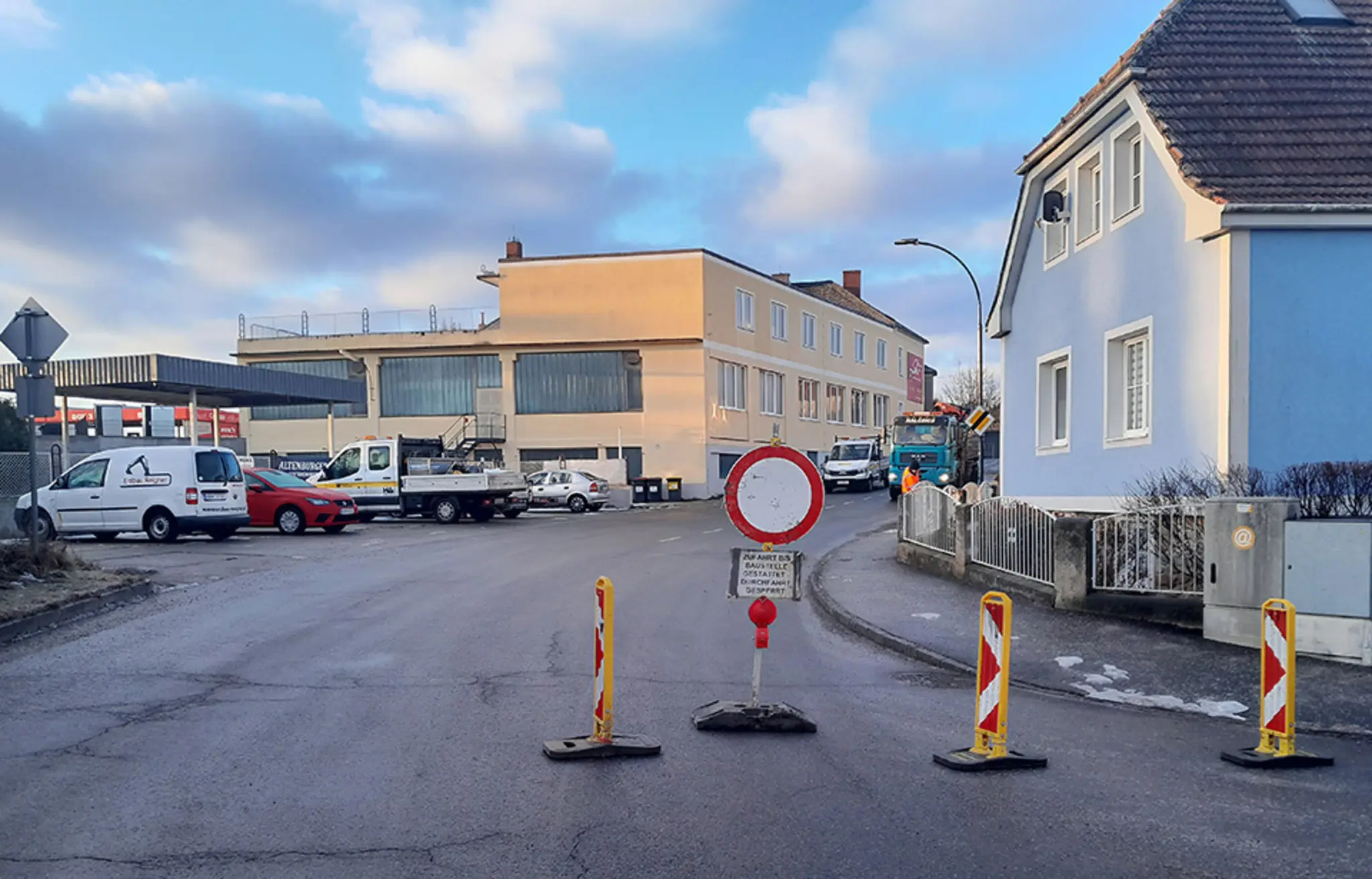 Horn Im Baustellen Dauerlauf Sperre Der Lagerhausstraße Auf