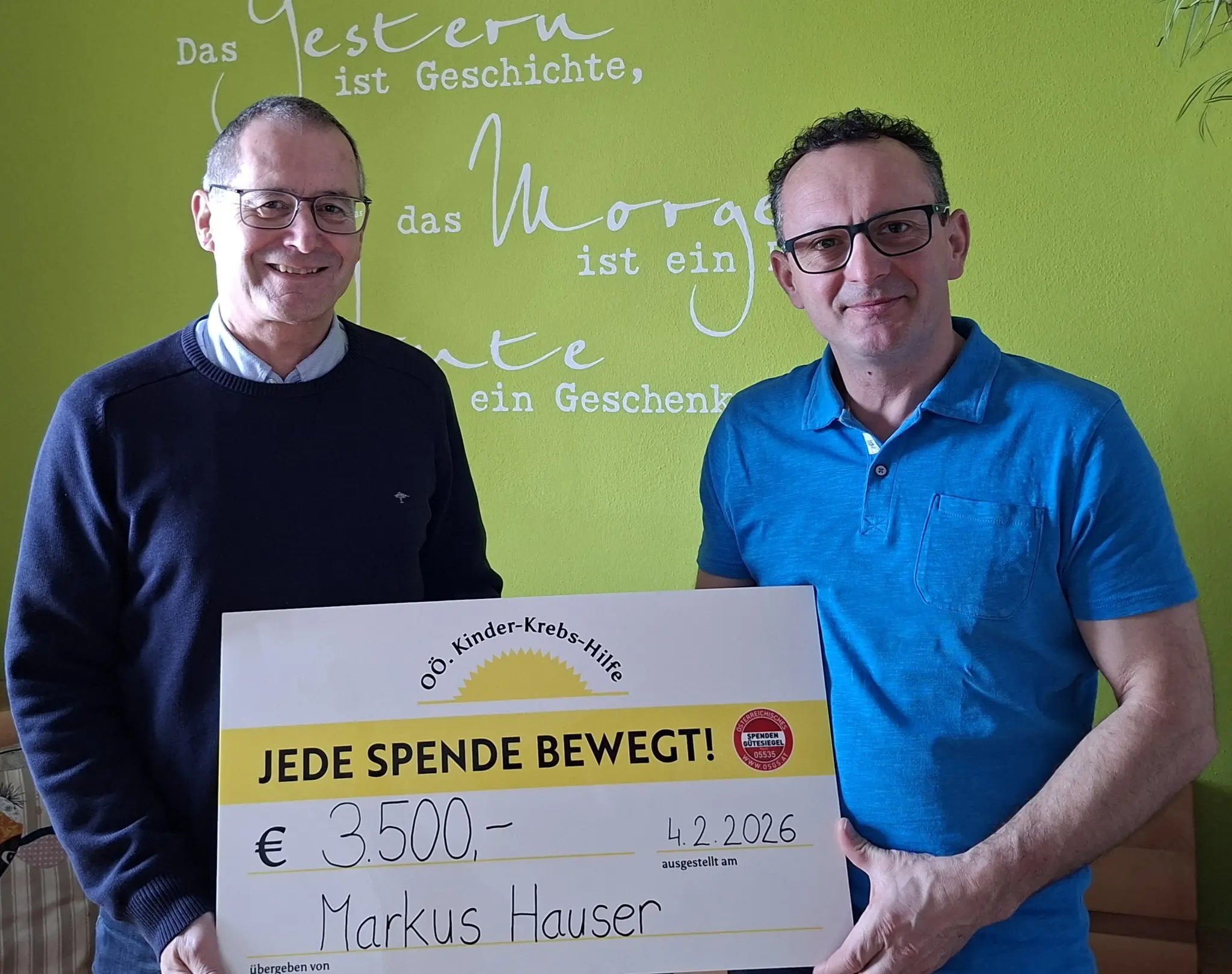 Spende für die OÖ Kinderkrebshilfe: Kopfinger wünscht sich Spende ...