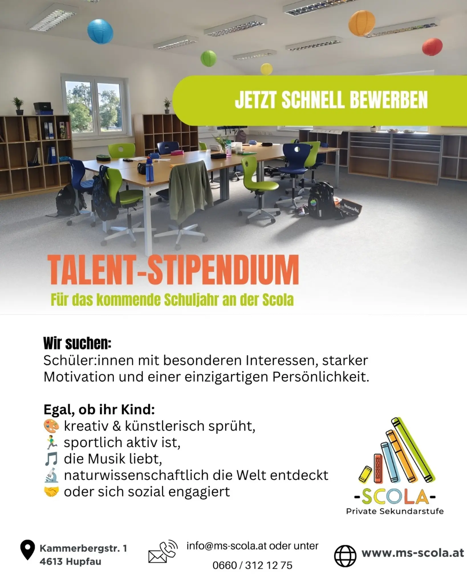 Talentstipendium der Privaten Sekundarstufe SCOLA: Bewerbungen noch bis ...