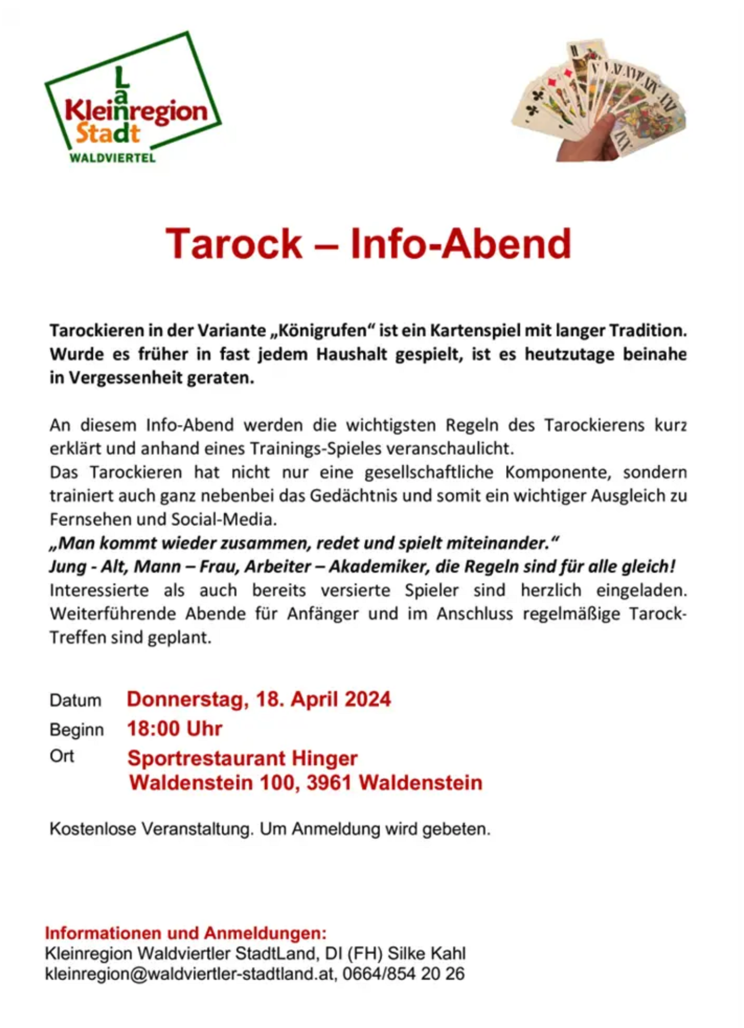 Tarock Infoabend