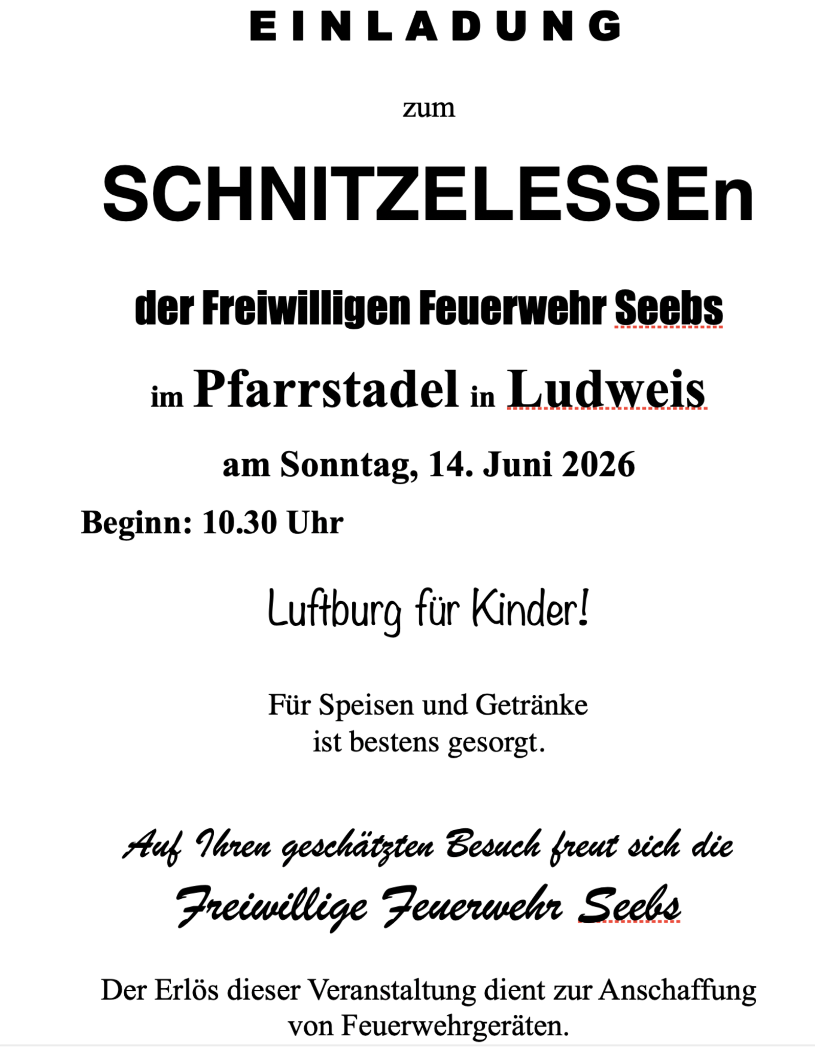 Schnitzelessen der FF Seebs