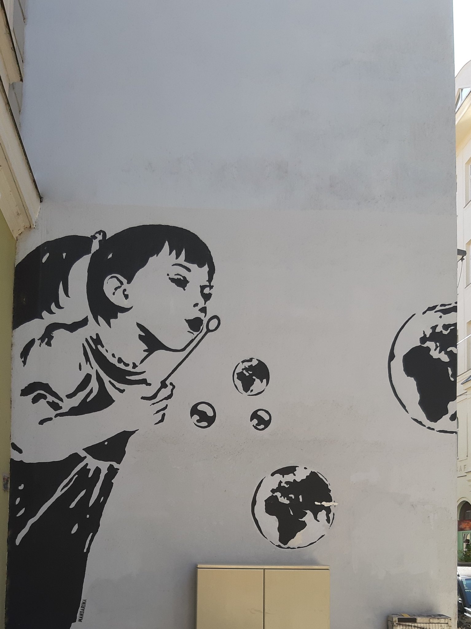 Street Art "Die Entstehung der Welt" in Wien-Neubau Zieglergasse